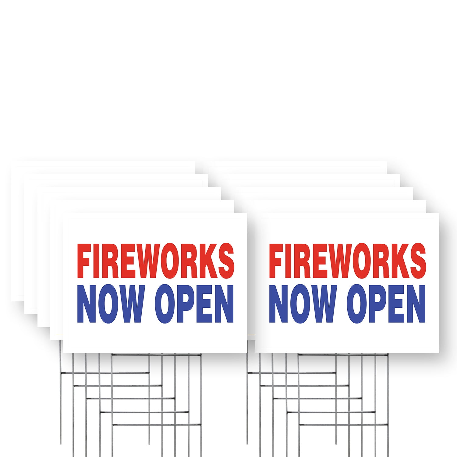 Fireworks Now Open Yard Sign 10 Pack of 12 Inch x 16 Inch Single Sided ...