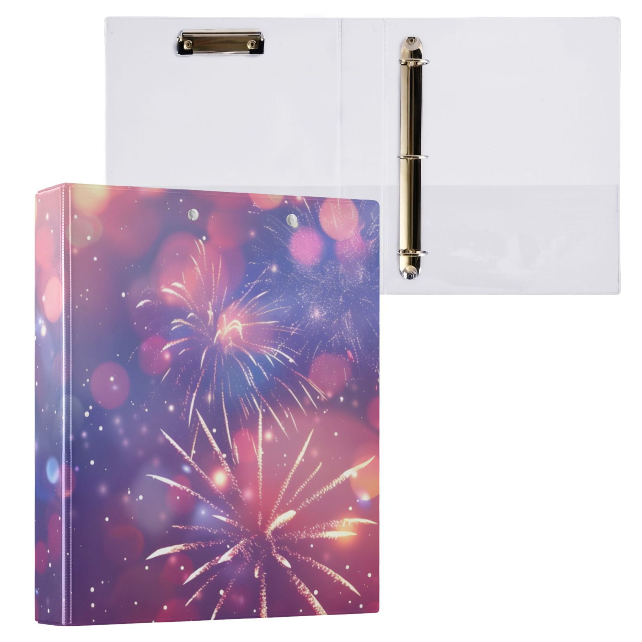 Fireworks Sky Shining Spots Round Ring Binder 3 Rings 1.5" Capacity ...