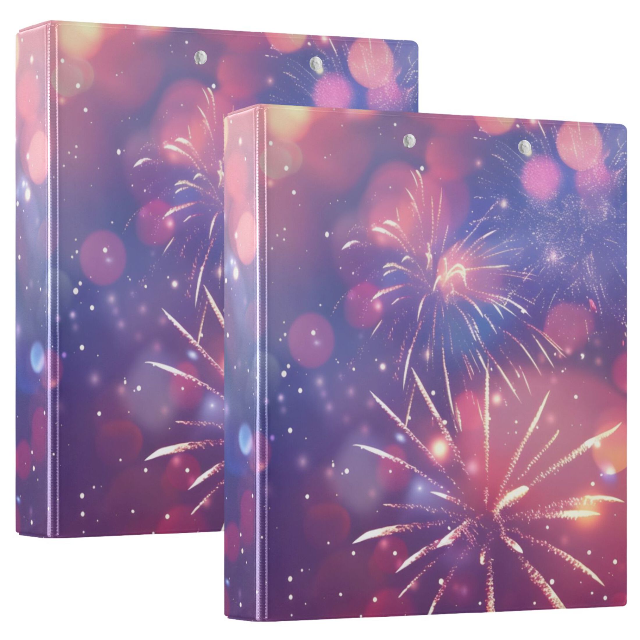 Fireworks Sky Shining Spots Round Ring Binder 3 Rings 1.5" Capacity ...