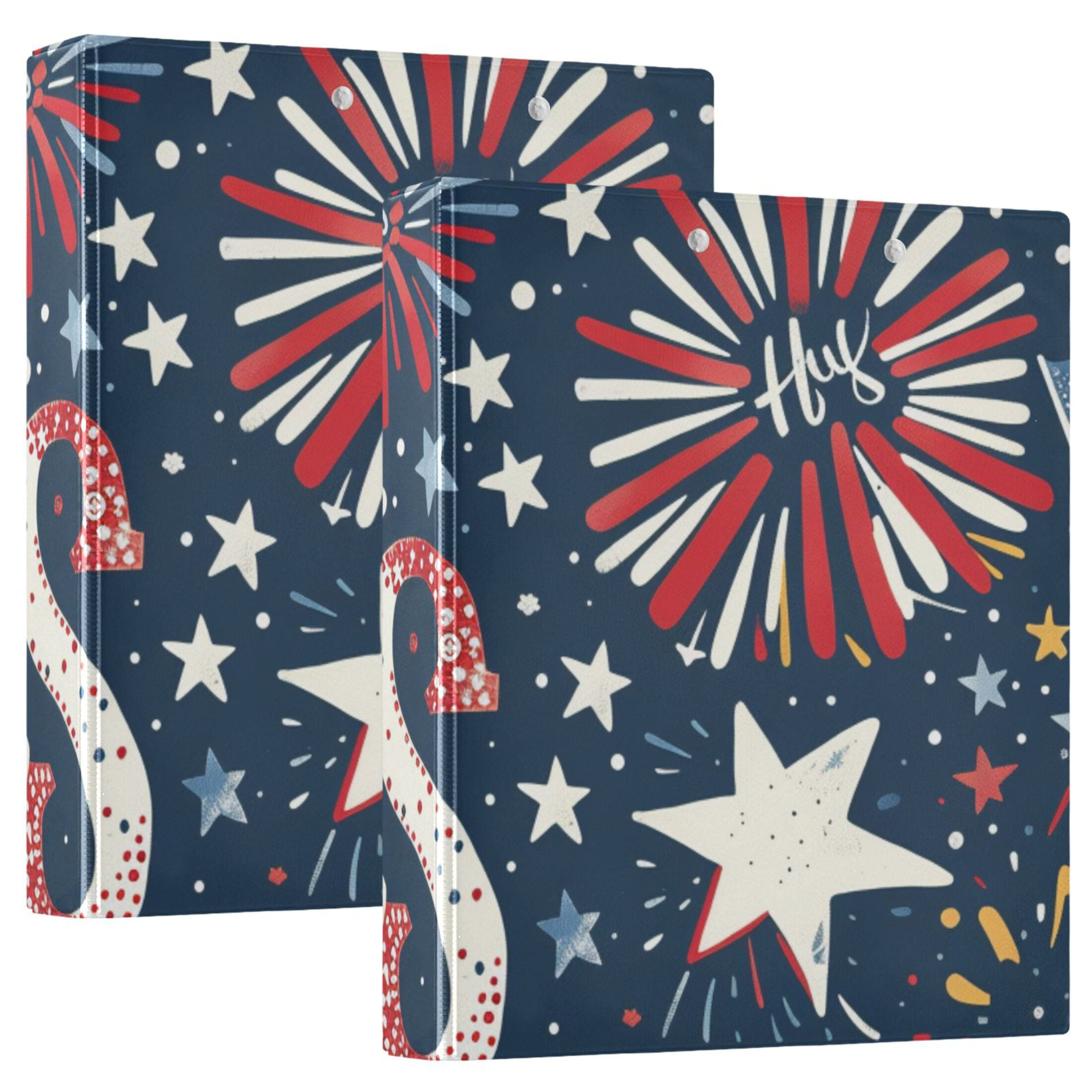 Fireworks Stars 3 Ring Binders 1.5 inch Hardcover File Folders with ...