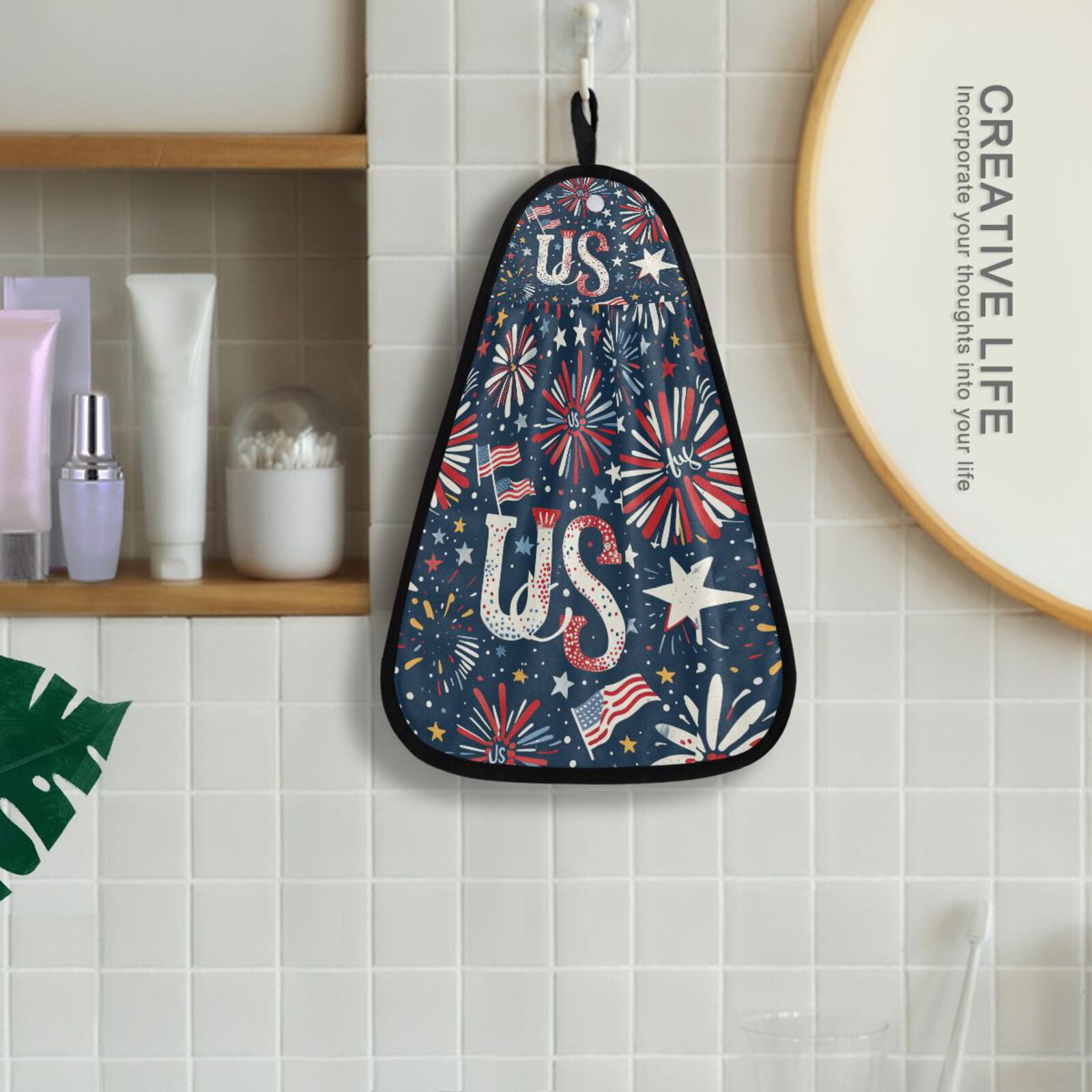 Fireworks Stars Hanging Kitchen Towel Machine Washable Hand Towel ...