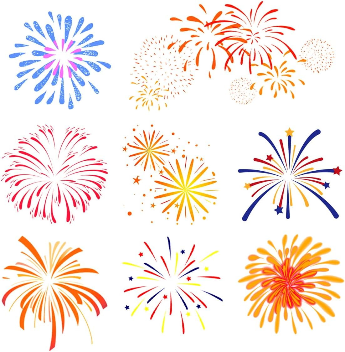 Fireworks Stickers for Decoration 2.5inch Rub On Transfer Fireworks ...