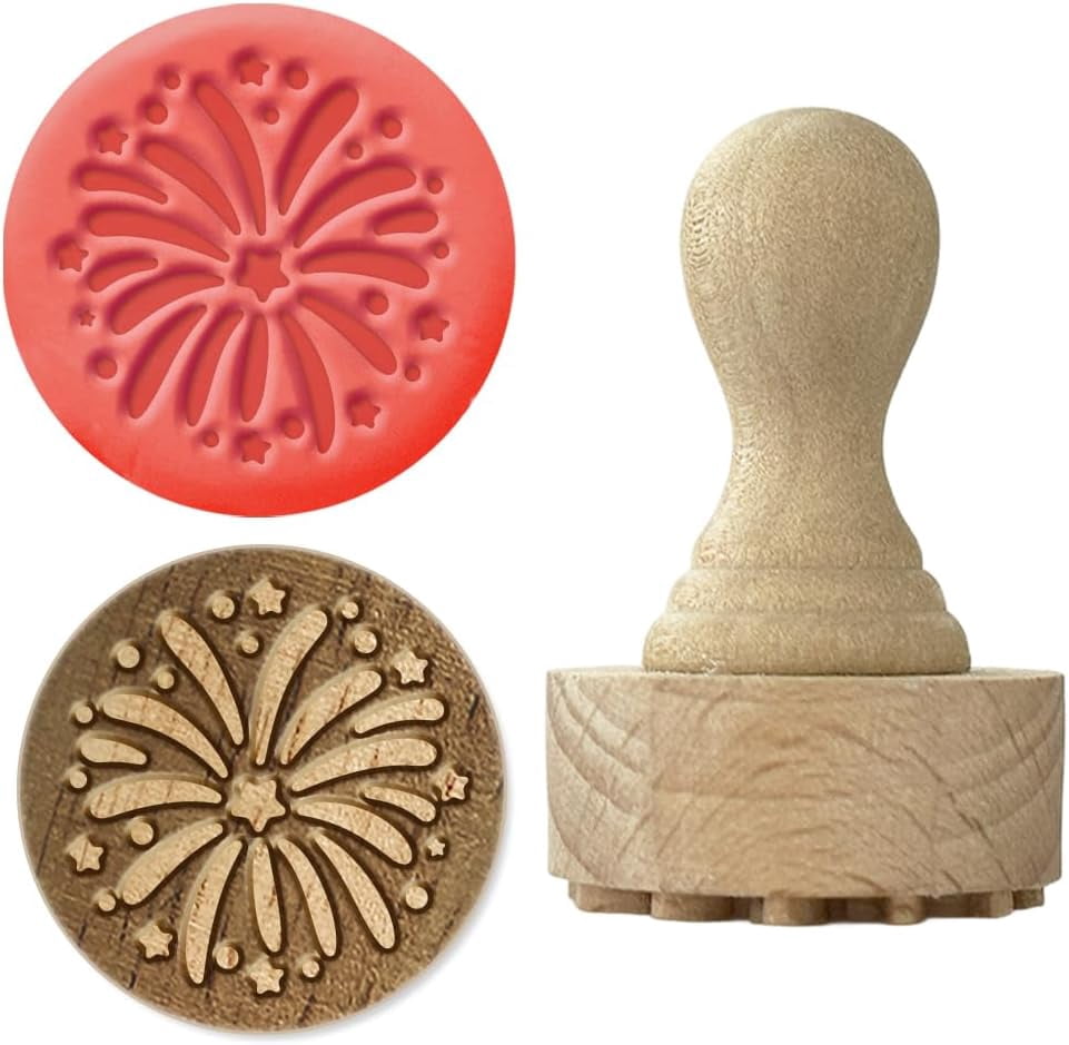 Fireworks Wood Stamps with Handle 1.7x1.1 Inch Wooden Clay Stamp Wooden ...