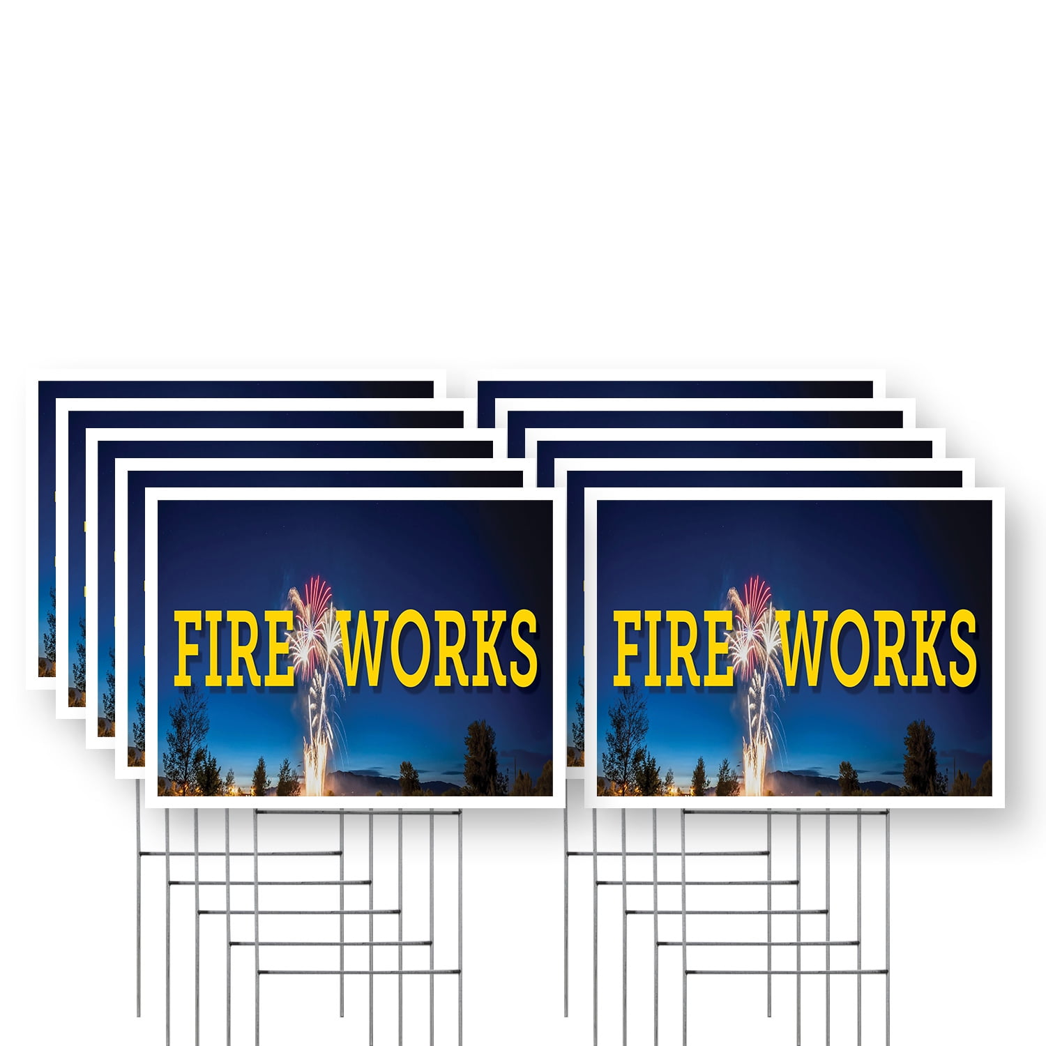 Fireworks Yard Sign 10 Pack of 18 Inch x 24 Inch Double Sided ...