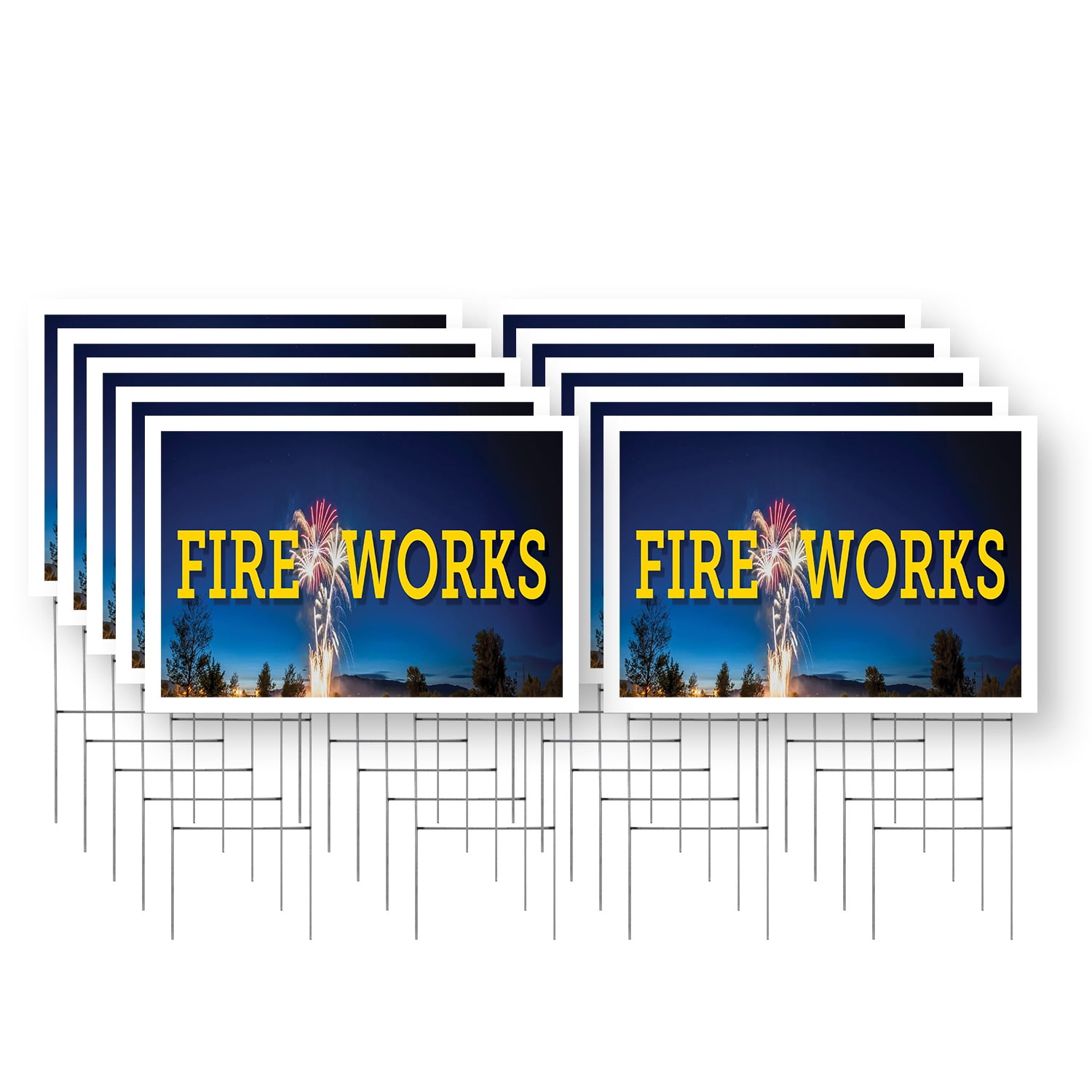 Fireworks Yard Sign 10 Pack of 24 Inch x 36 Inch Double Sided ...