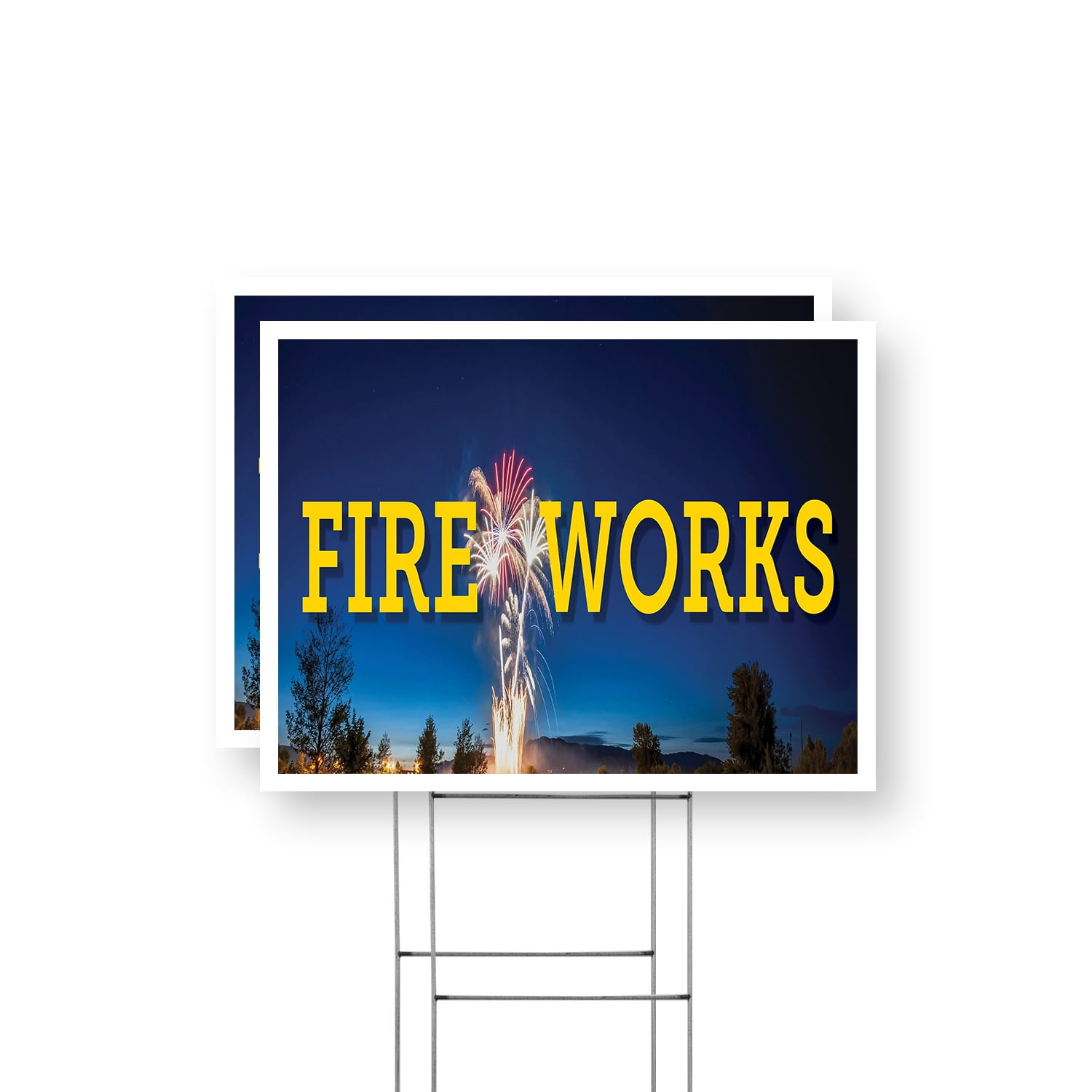 Fireworks Yard Sign 2 Pack of 18 Inch x 24 Inch Single Sided ...