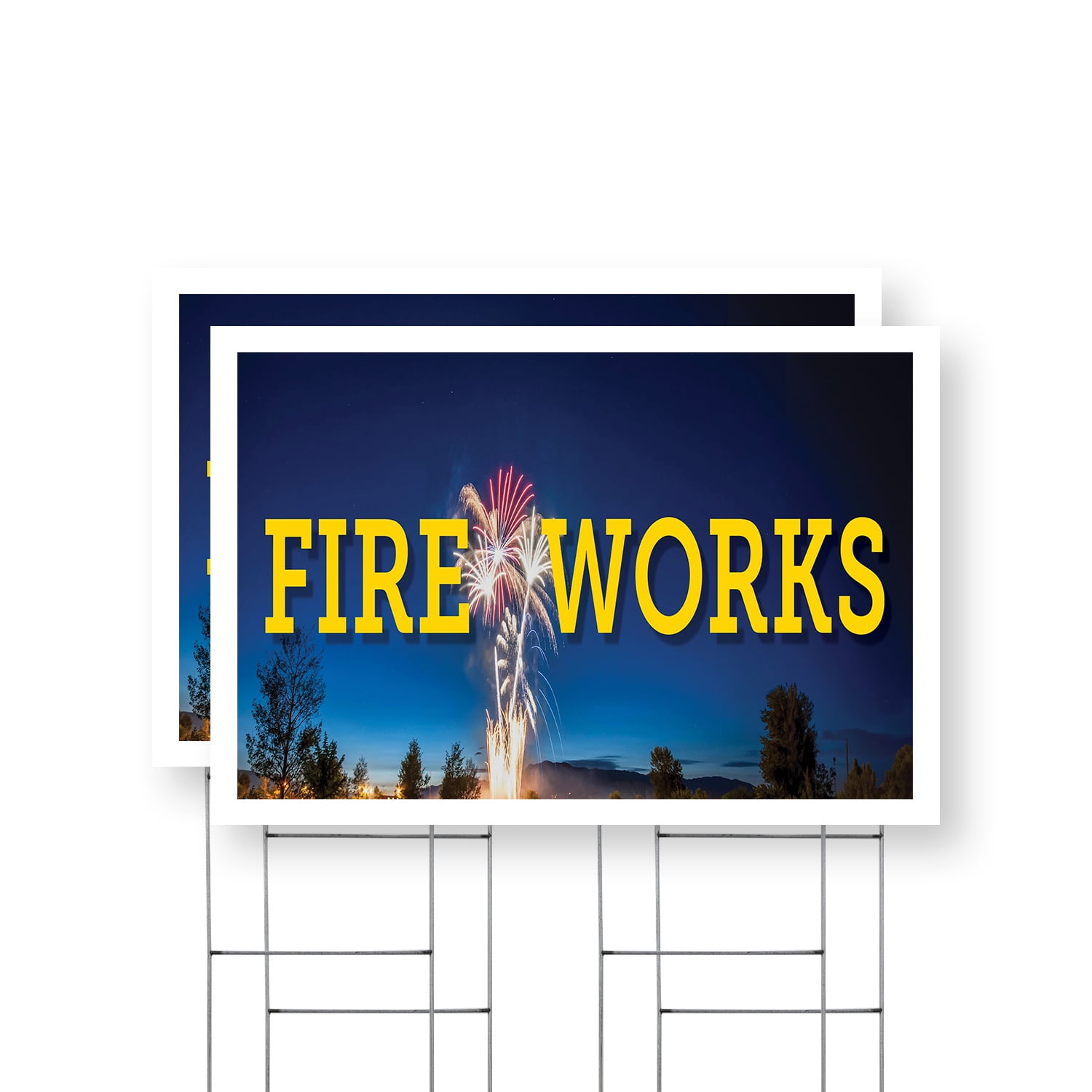 Fireworks Yard Sign 2 Pack of 24 Inch x 36 Inch Double Sided ...