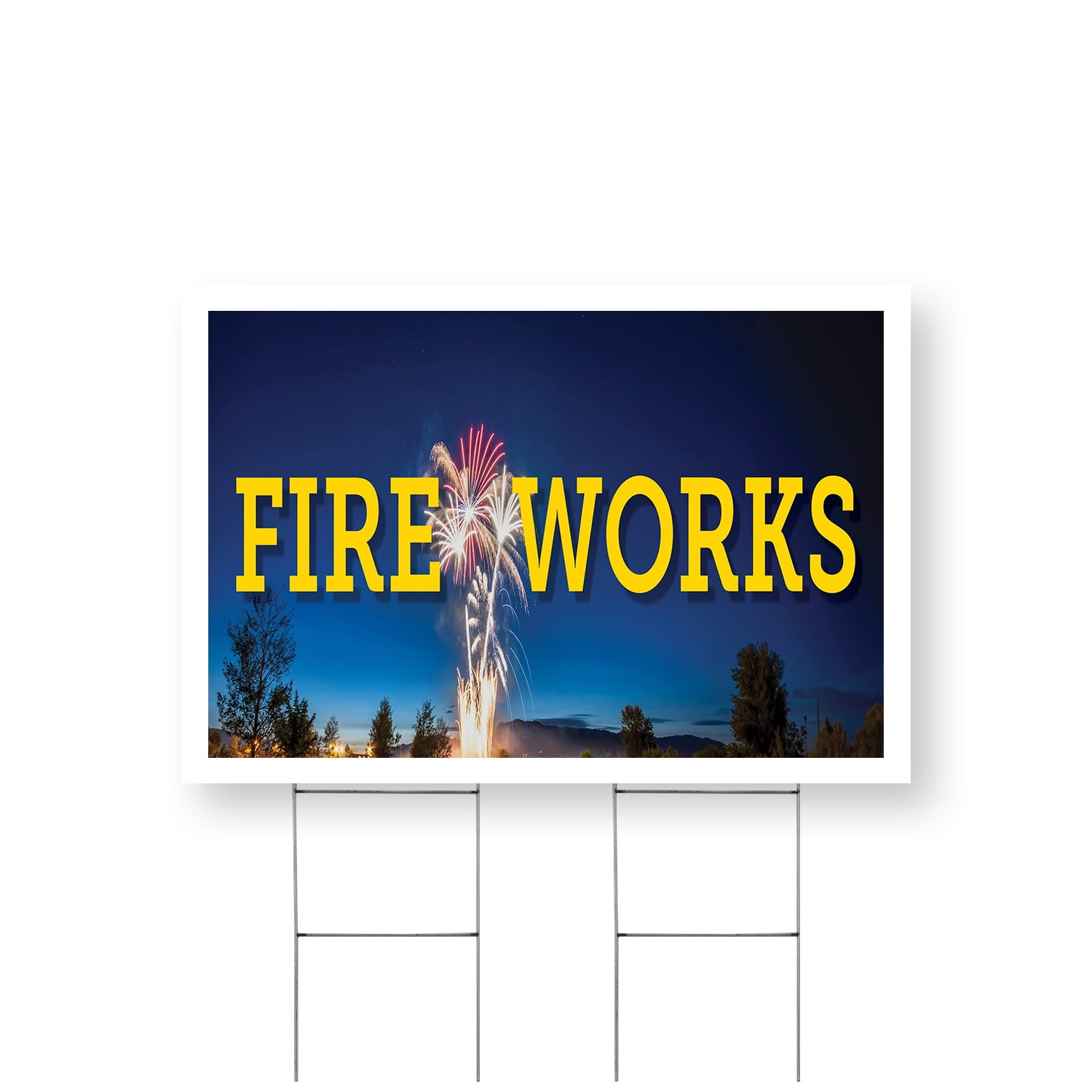 Fireworks Yard Sign 24 Inch x 36 Inch Single Sided Weatherproof Heavy ...