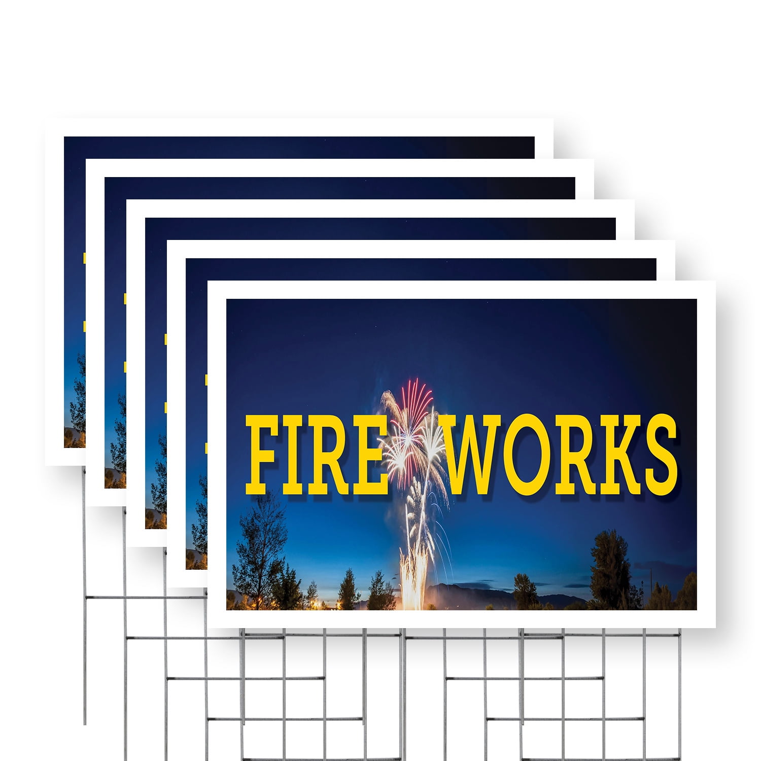 Fireworks Yard Sign 5 Pack of 24 Inch x 36 Inch Double Sided ...