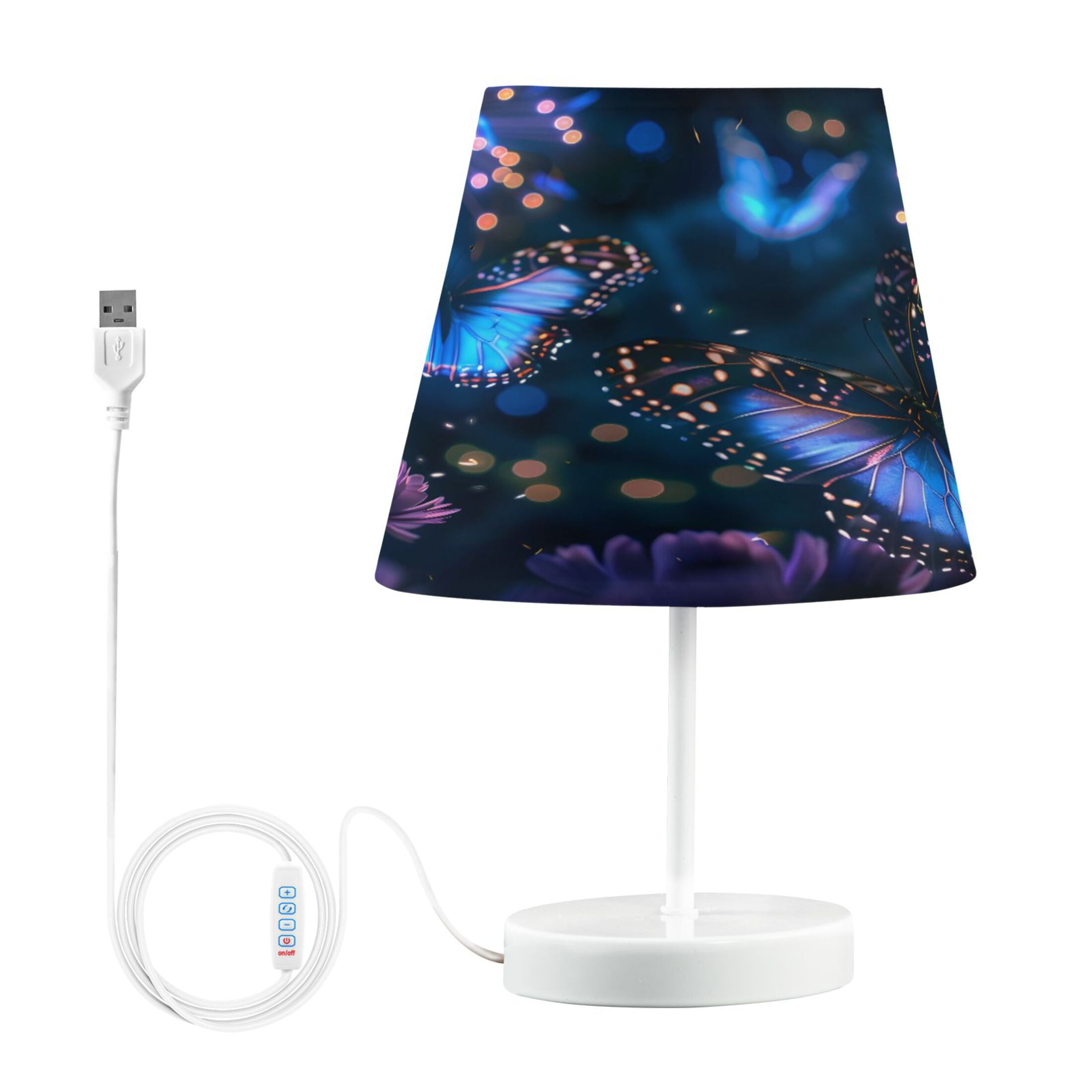 Fireworks and Glowing Butterflies Desk Lamp LED Table Nightstand Lamps ...