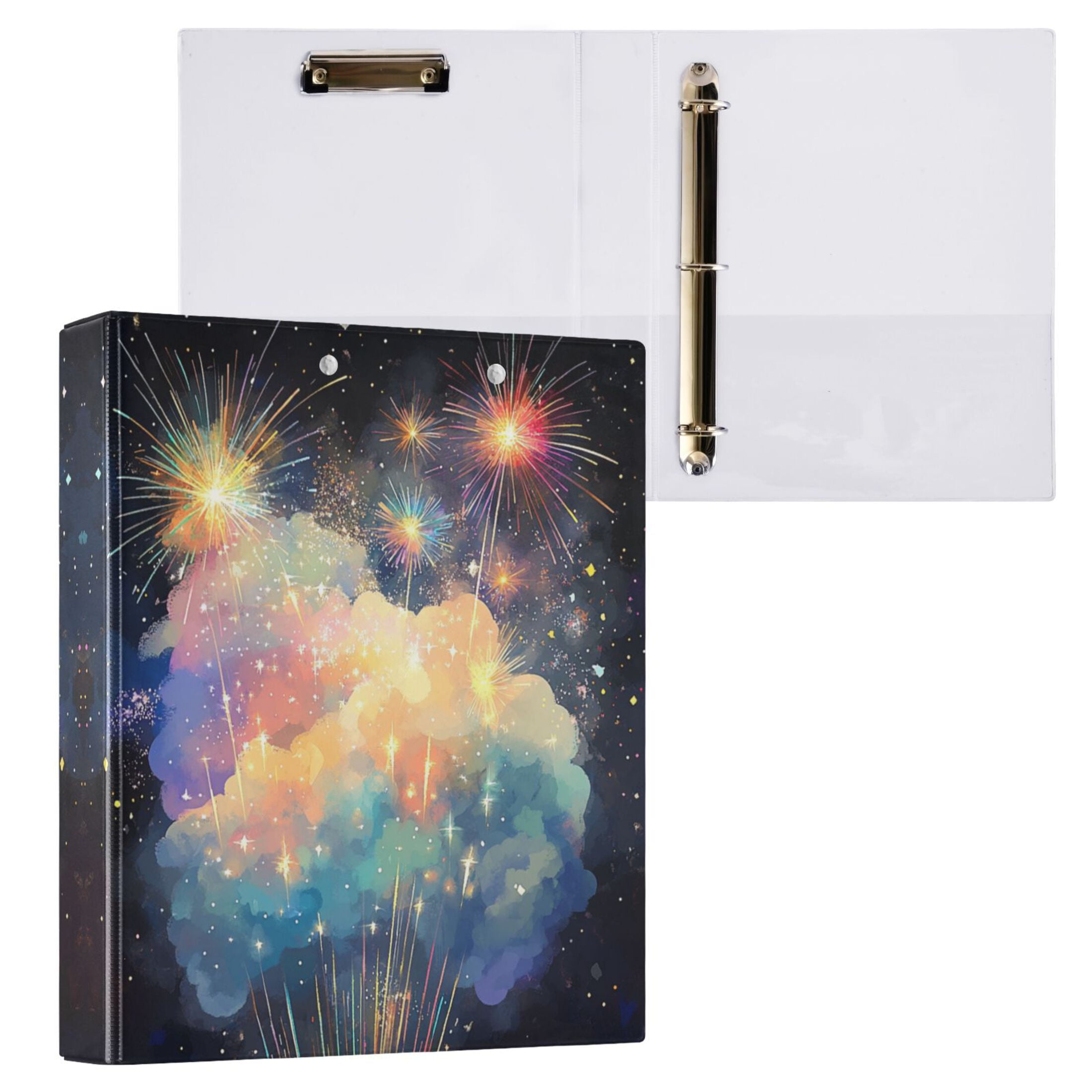 Fireworks and Stars 3 Ring Hardcover Binders 1.5in Round Rings for ...