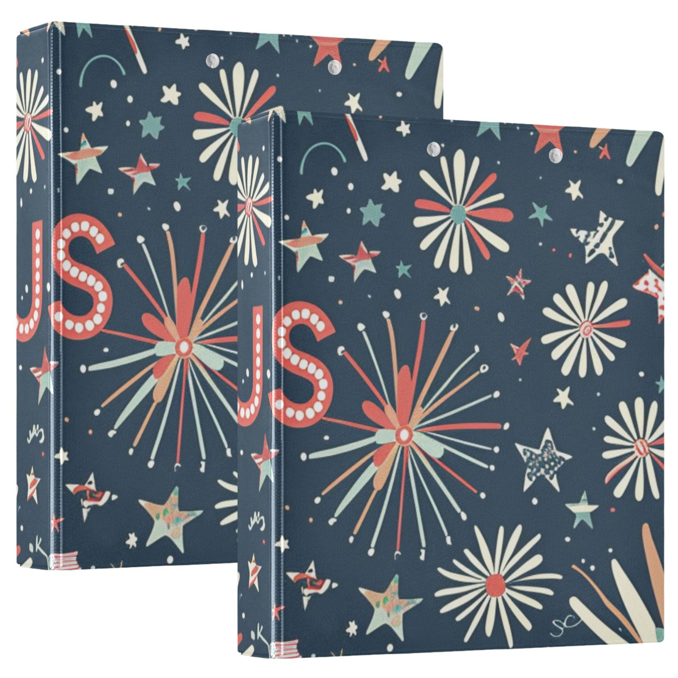 Fireworks and Stars Us 3 Ring Binders 1.5 inch Hardcover File Folders ...