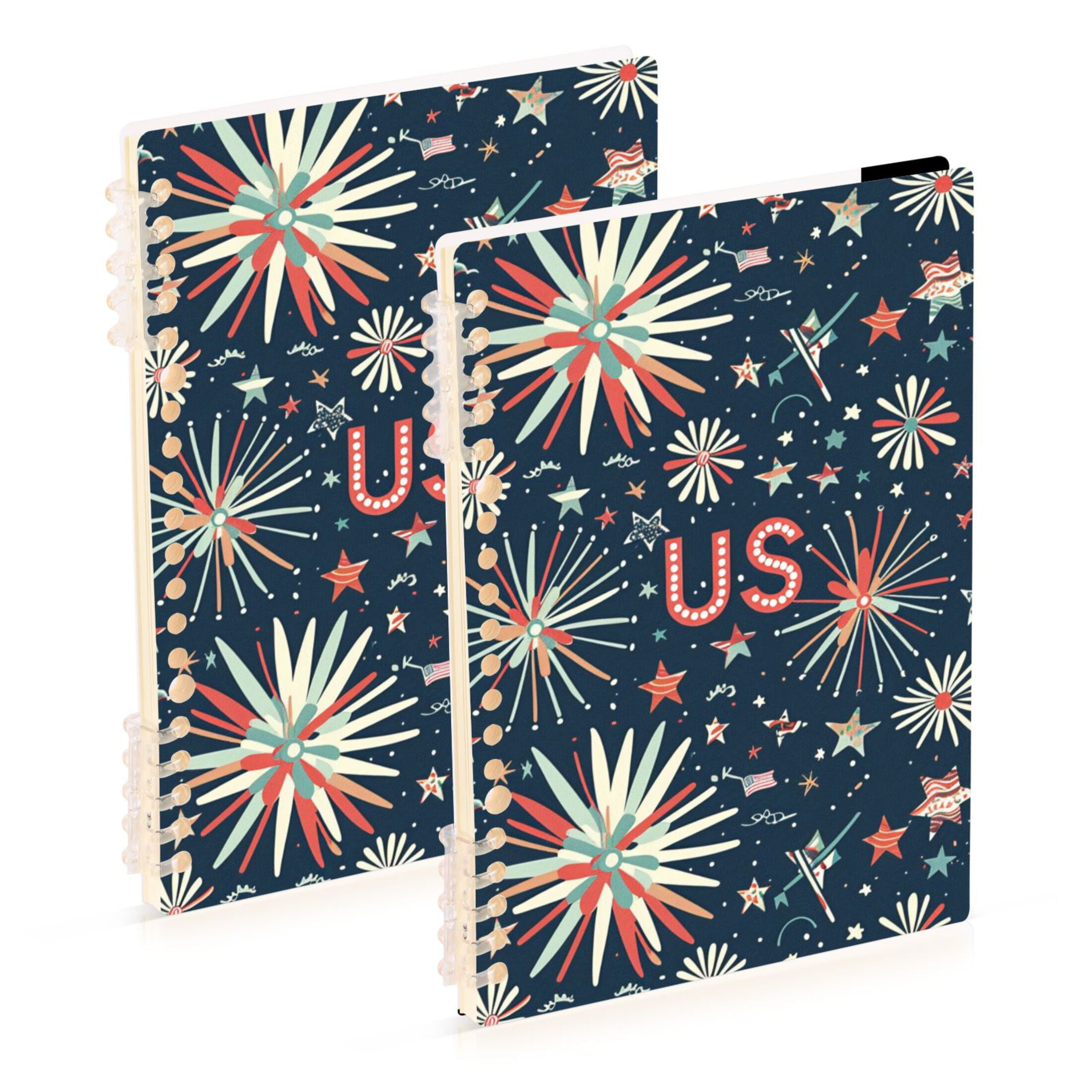 Fireworks and Stars Us Ring Binder Notebook Journey Note Diary College ...