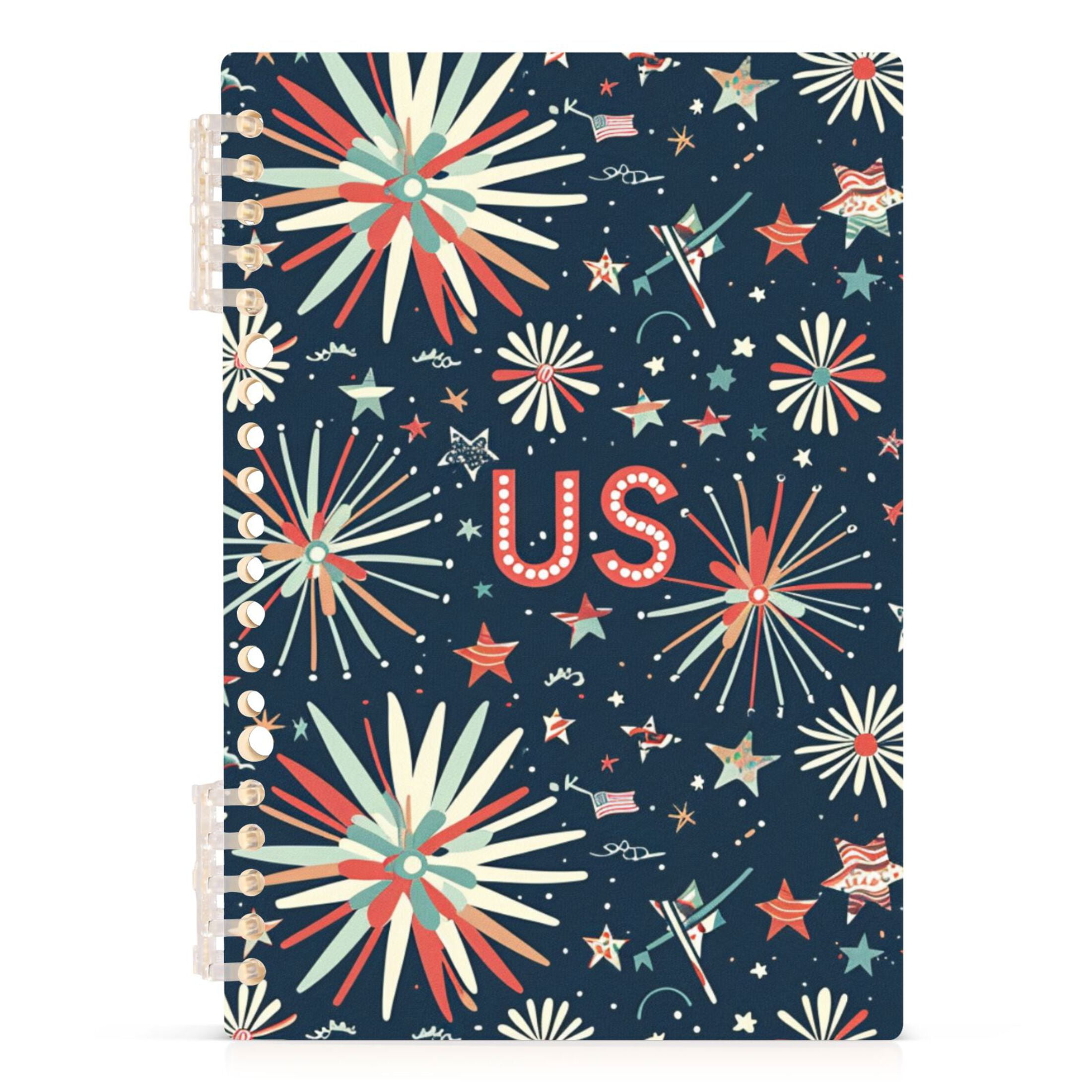 Fireworks and Stars Us Ring Binder Notebook Journey Note Diary College ...