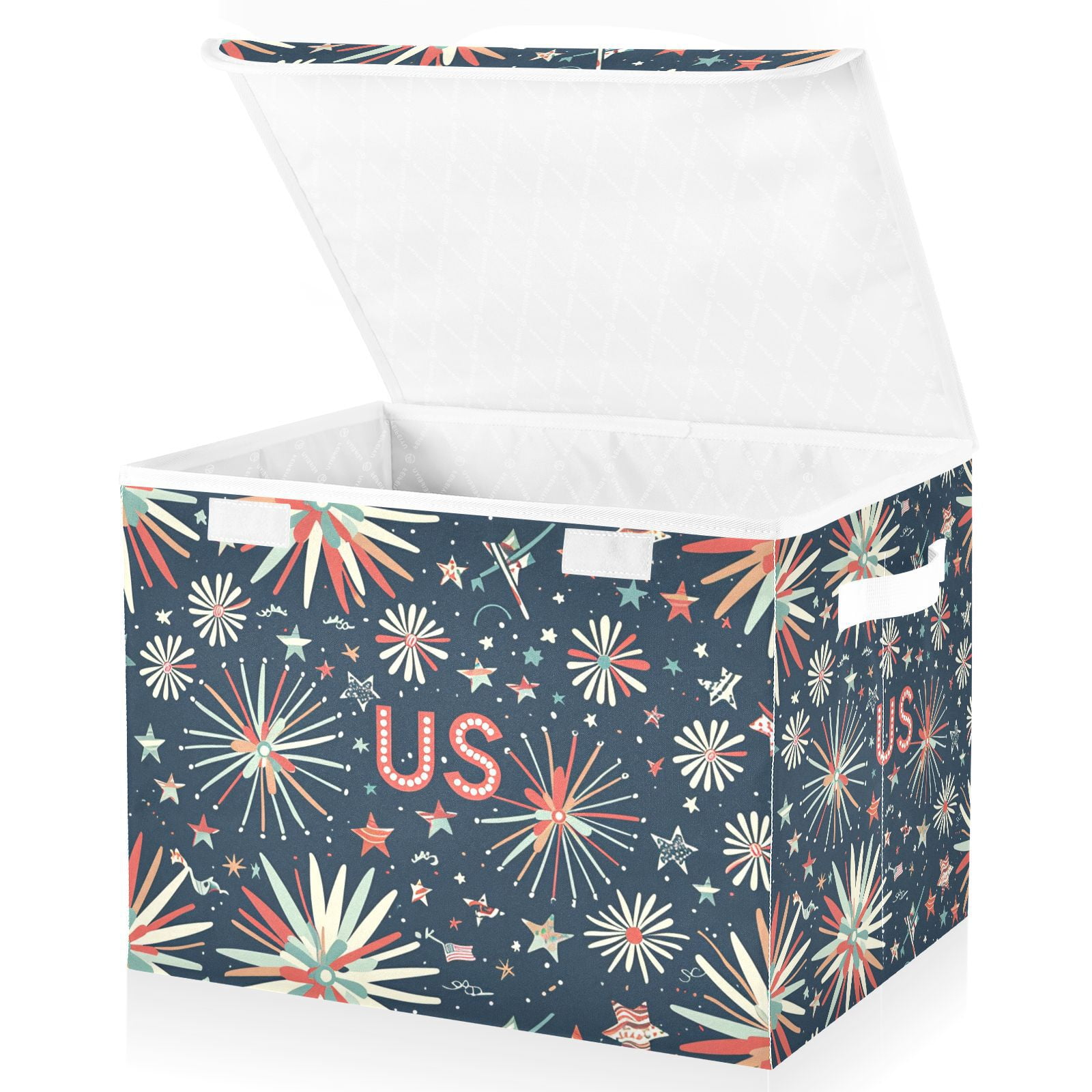 Fireworks and Stars Us Storage Basket for Shelves Foldable Container ...
