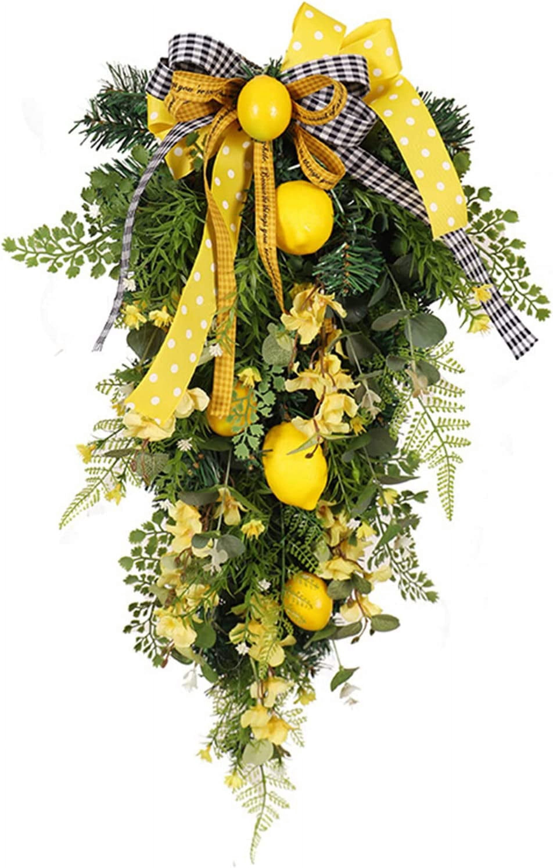 Firlar 27.56 Inch Artificial Lemon Wreath, Handmade Lemon Swag for ...