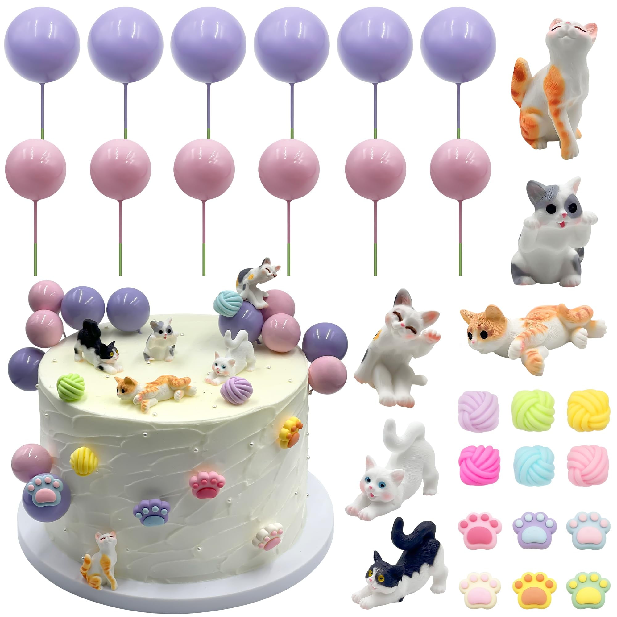 Firleayo Cat Cake Topper Cat Paw RST1 Cake Toppers Cat Cake Decorations ...