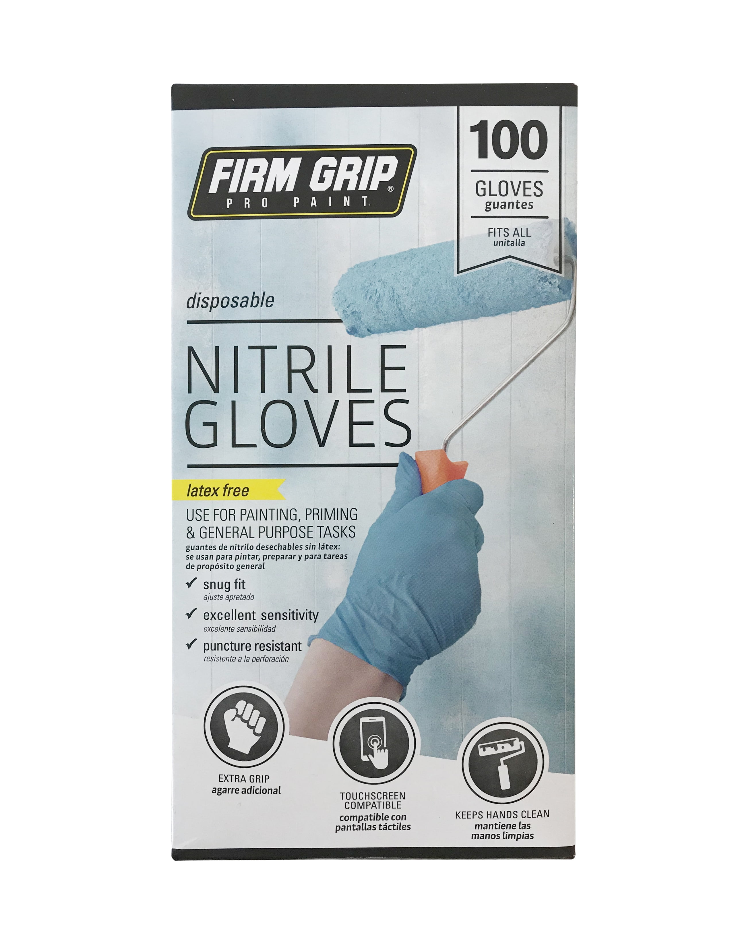 Firm Grip Pro Paint Nitrile Disposable Gloves, 100 Count, One Size ...