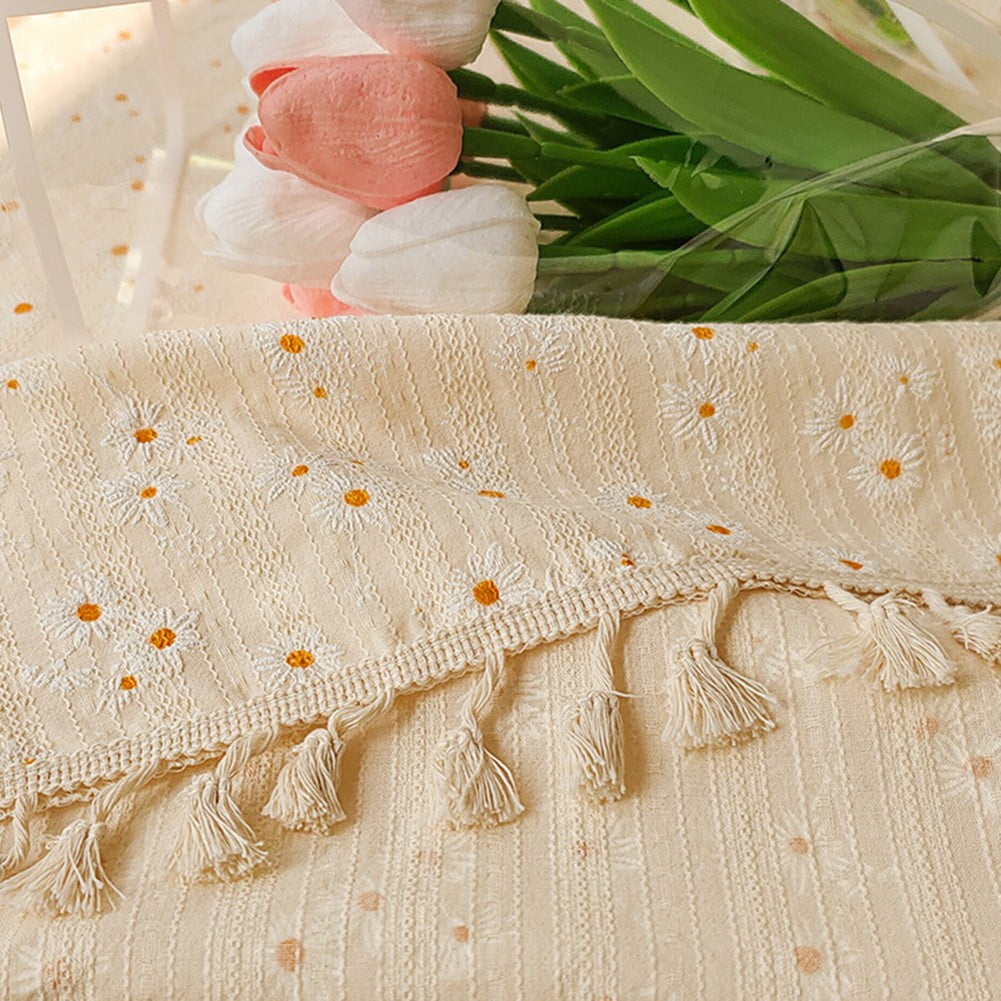 Firm Material Cotton and Linen Tassel Tablecloth- Perfect for Adding ...