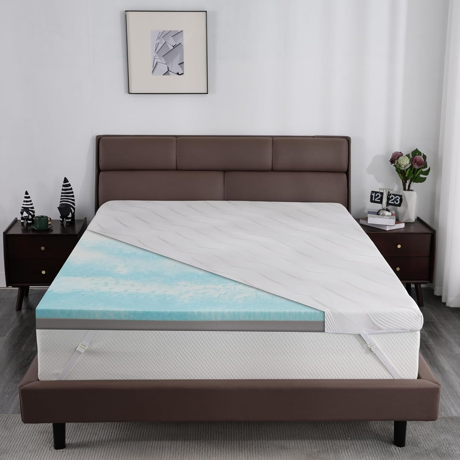 Firm Queen Size 3 Inch Mattress Topper with Ice Silk Cover, Premium ...