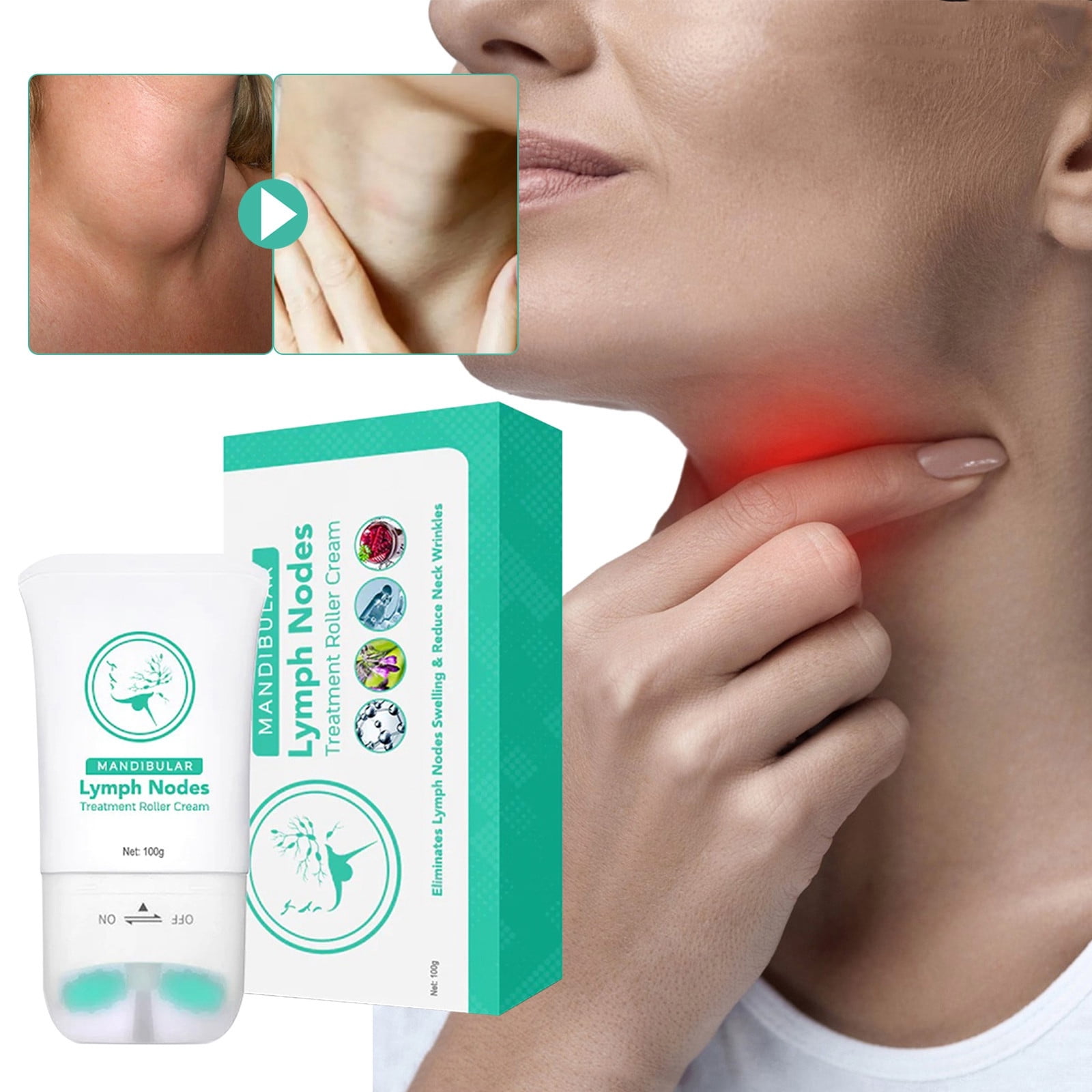 Firming Neck Cream for Black Skin, 1pc Lymph Nodes Treatment Roller ...