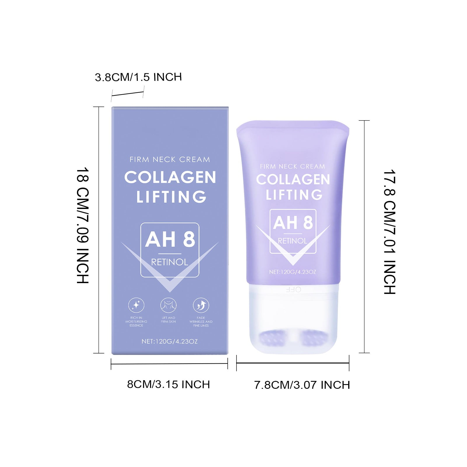 Firming & Reducing Neck Cream with AH 8 Retinol ,Roller Tool for ...