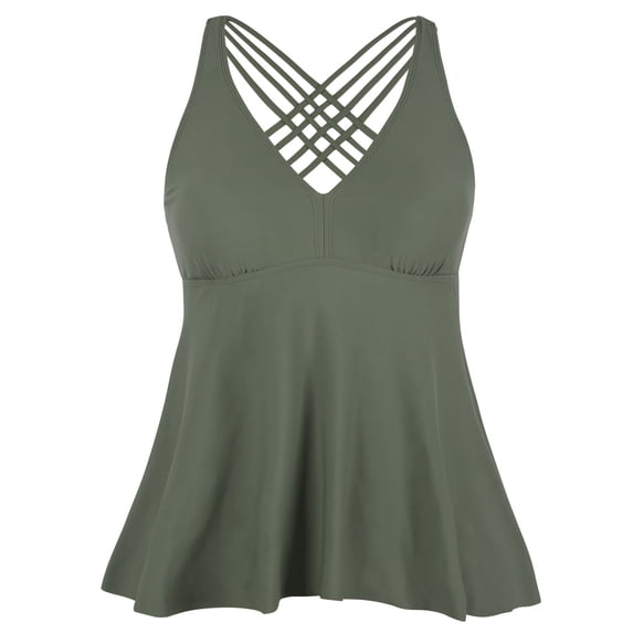 Firpearl Women's Tankini Swimsuits, Cross Back Flowy Swim Tops, Modest ...