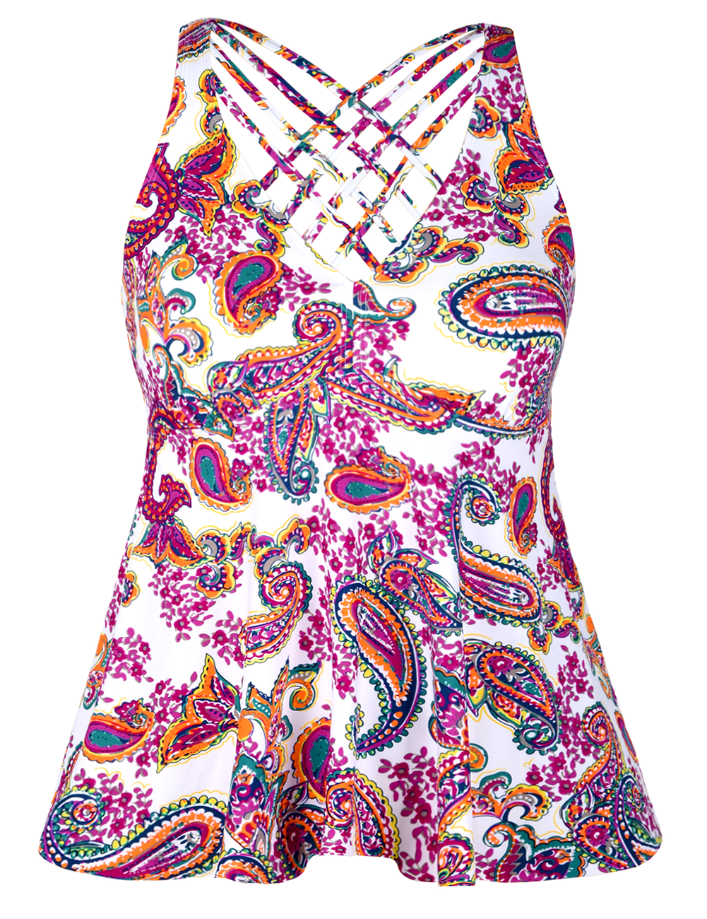 Firpearl Women's Tankini Swimsuits Cross Back Flowy Swim Tops Modest ...