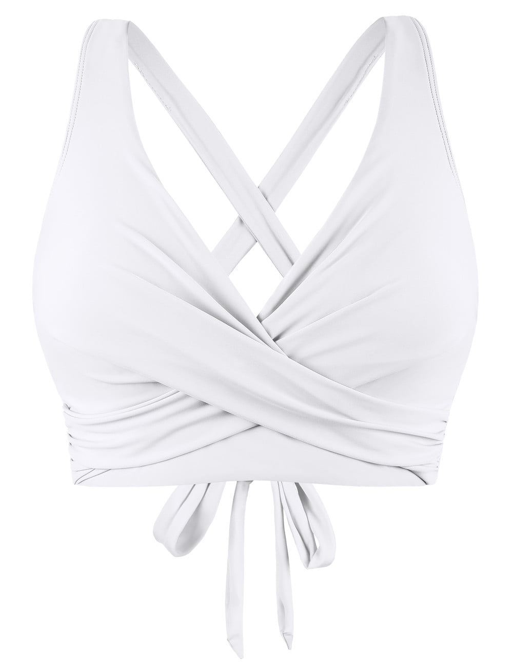 Firpearl Women's Underwire Crop Swim Top Criss Cross V Neck Swimsuits ...