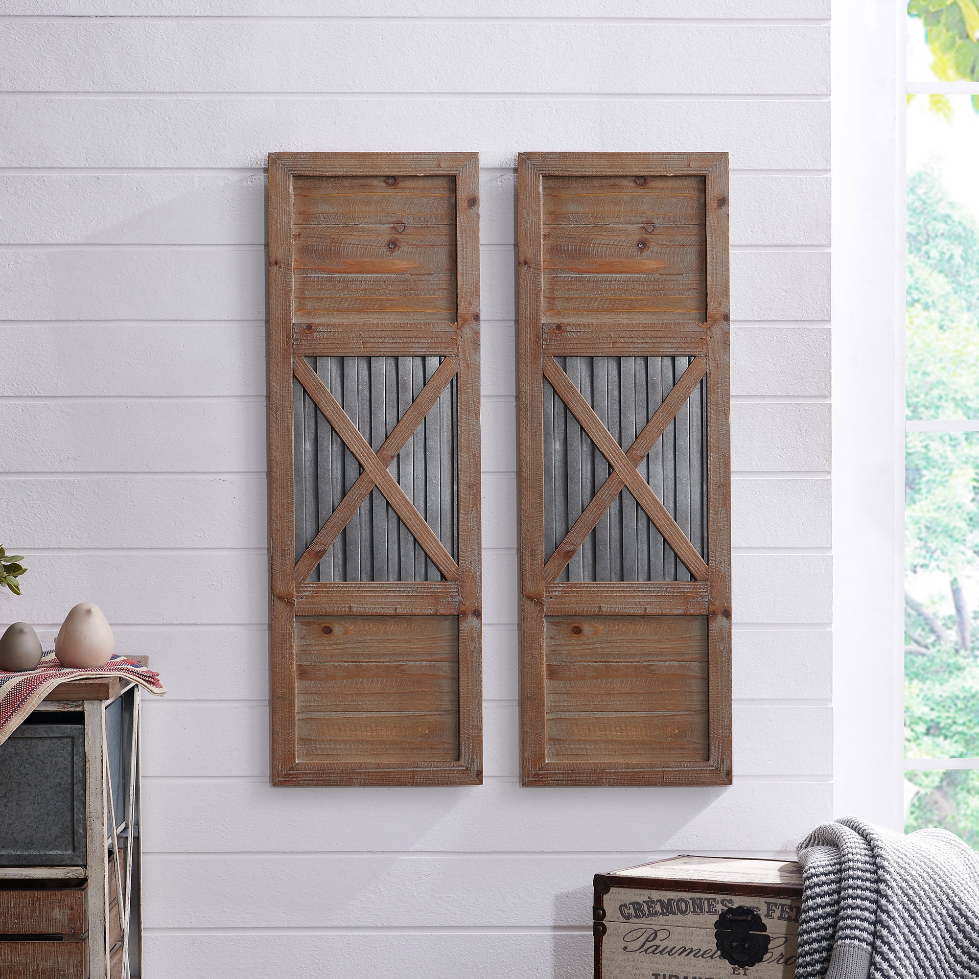 FirsTime & Co. Brown Raleigh Shutter Wall Décor, Farmhouse, Framed, 12 ...