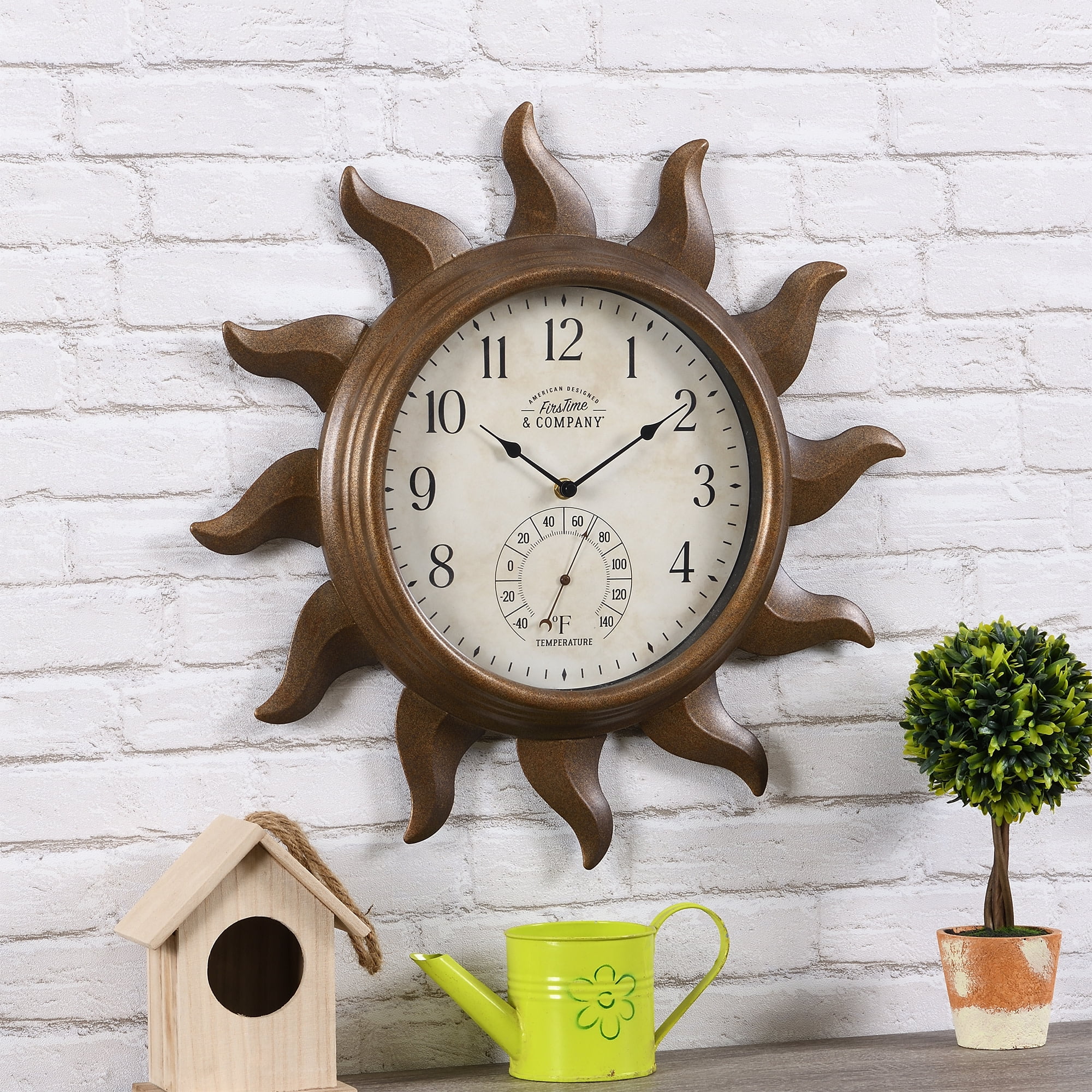 FirsTime & Co. Copper Sundeck Outdoor Wall Clock, Rustic, Analog, 19 x ...