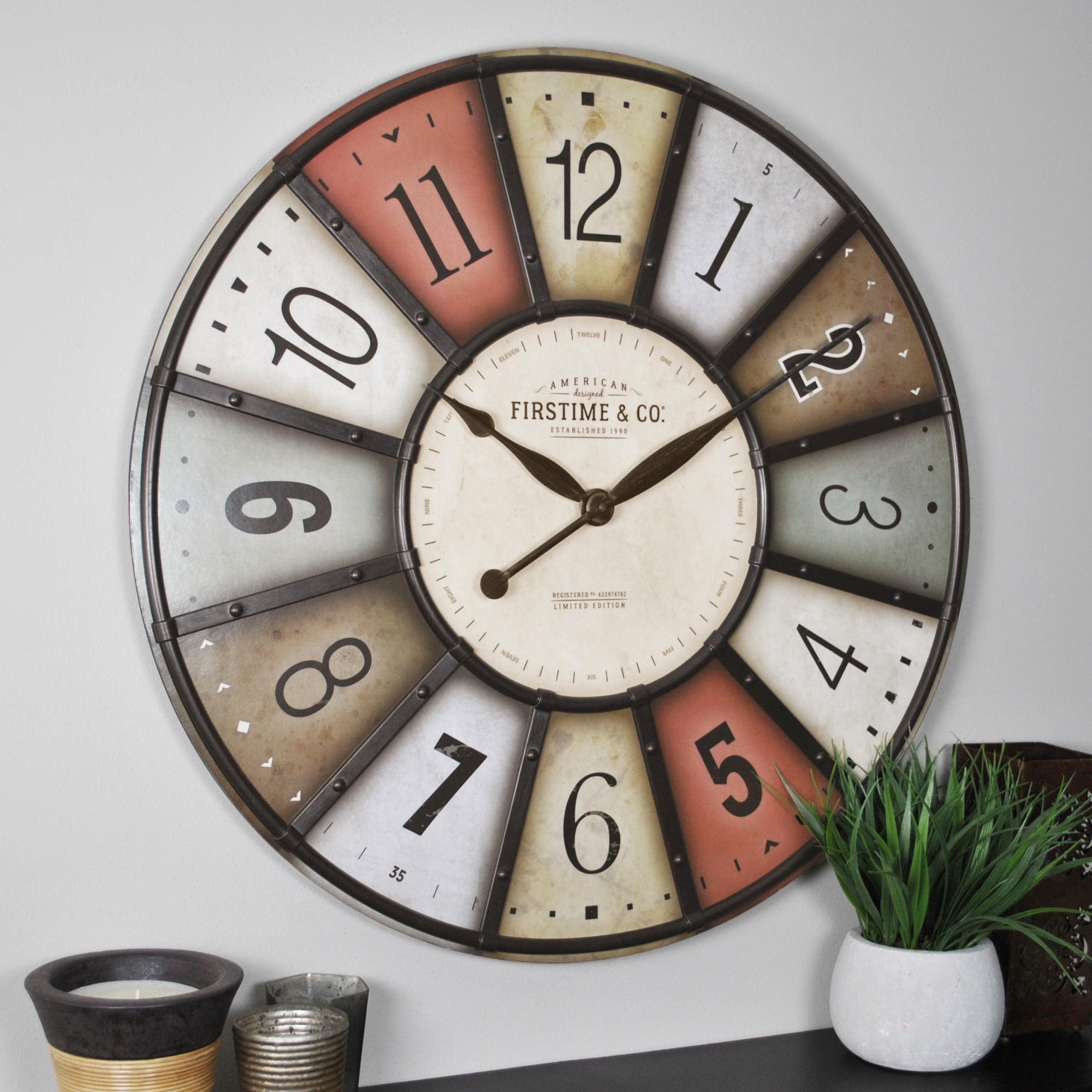 FirsTime & Co. Multicolor Motif Wall Clock, Farmhouse, Analog, 27 x 2 x ...