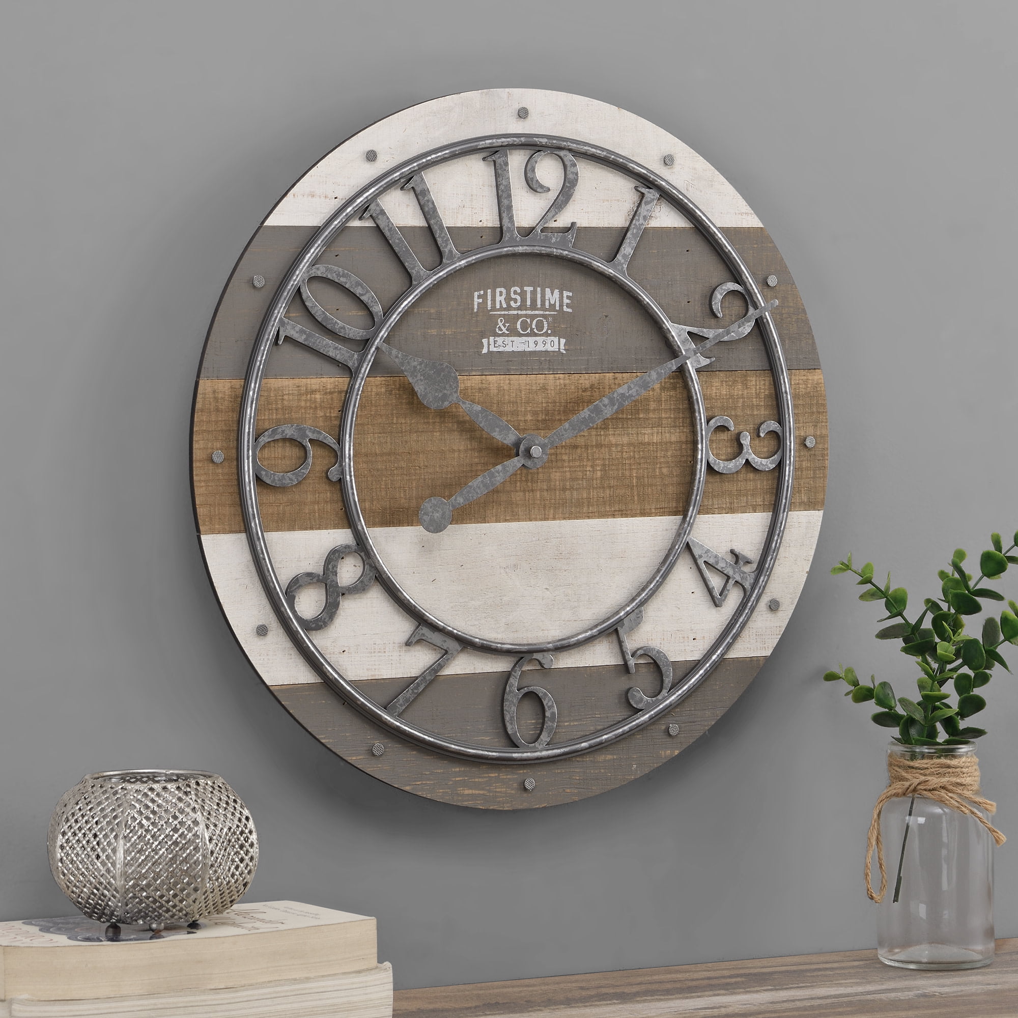 FirsTime & Co. Multicolor Shabby Pallet Wall Clock, Farmhouse, Analog ...
