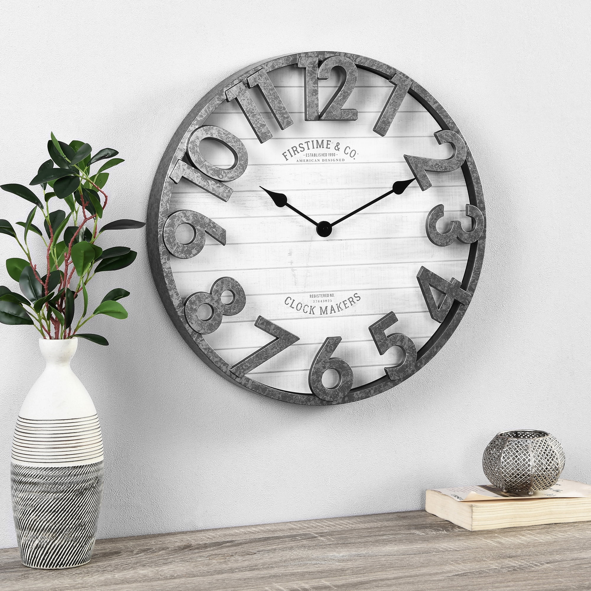 FirsTime & Co. Stella Shiplap Wall Clock - Farmhouse Style - Walmart.com