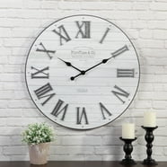 FirsTime & Co. White Farmhouse Shiplap Wall Clock, Farmhouse, Analog ...
