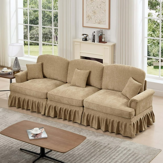 Firscook 104” Chenille 3 Seater Sofa, Oversized Couch for Living Room ...