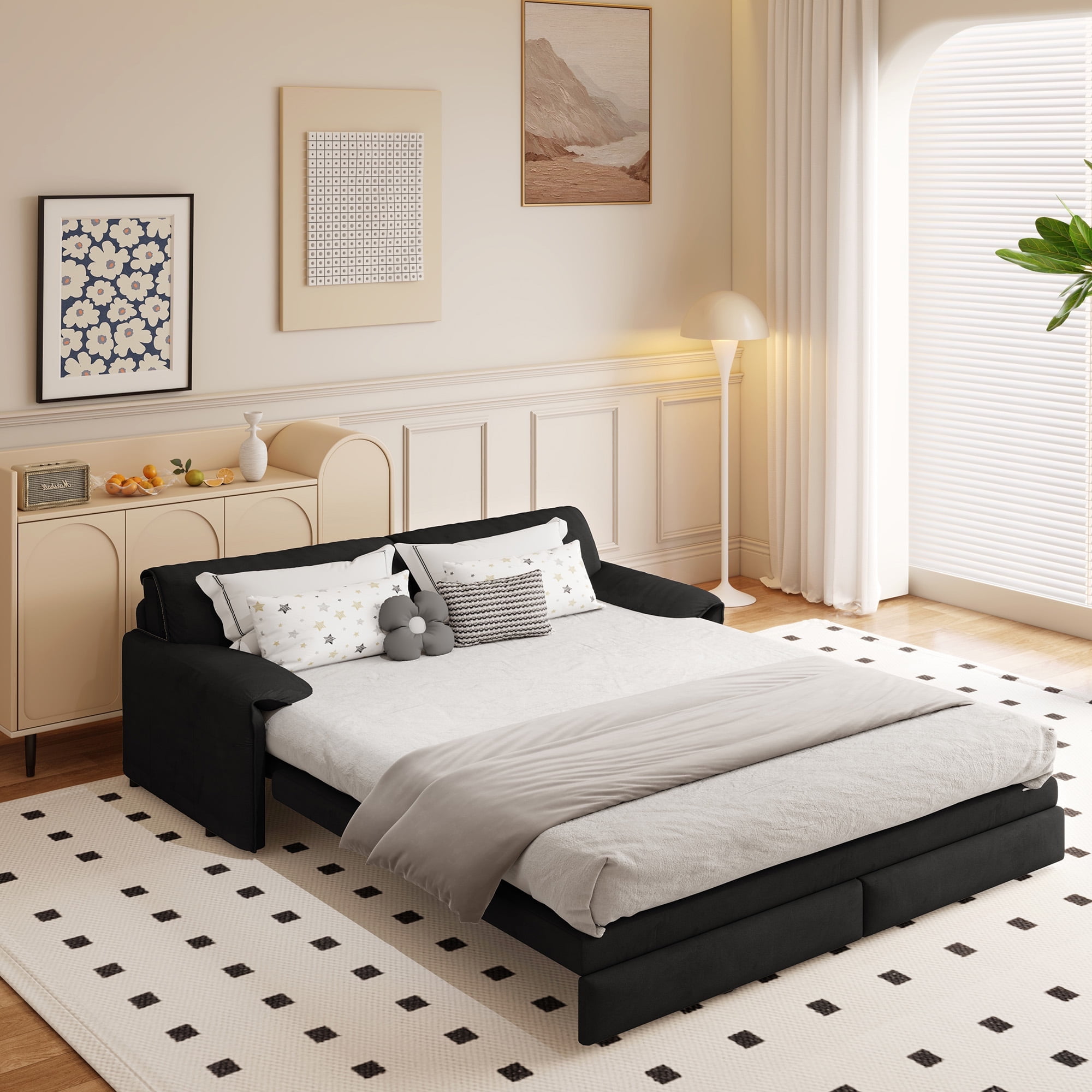 Firscook66" Pull Out Sofa Beds, Sleeper Couch Queen Hydraulic System ...