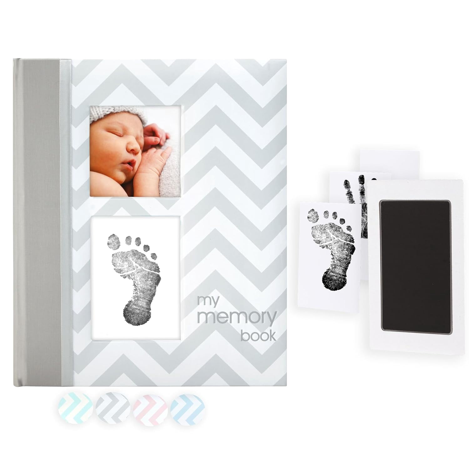 First 5 Years with Clean-Touch Ink Pad, Gender-Neutral Chevron Keepsake ...