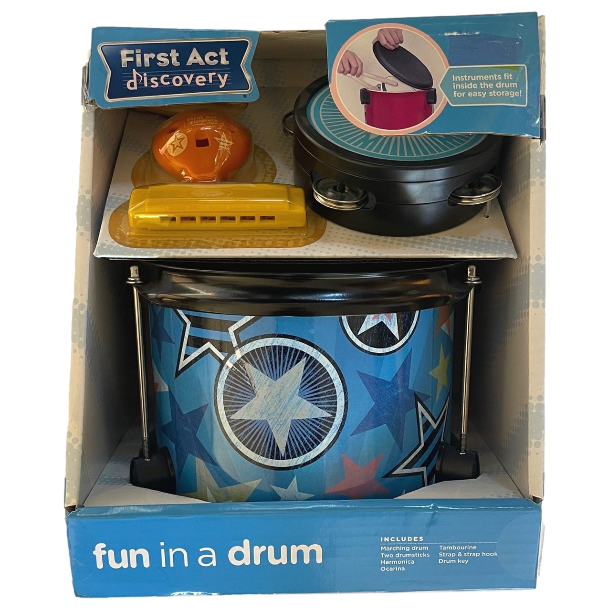 First Act Floral Fun In Drum Musical Instrument Set with Harmonica ...