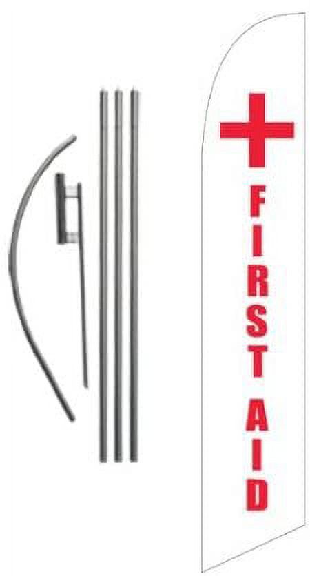 First Aid Advertising Feather Banner Swooper Flag Sign with Flag Pole ...