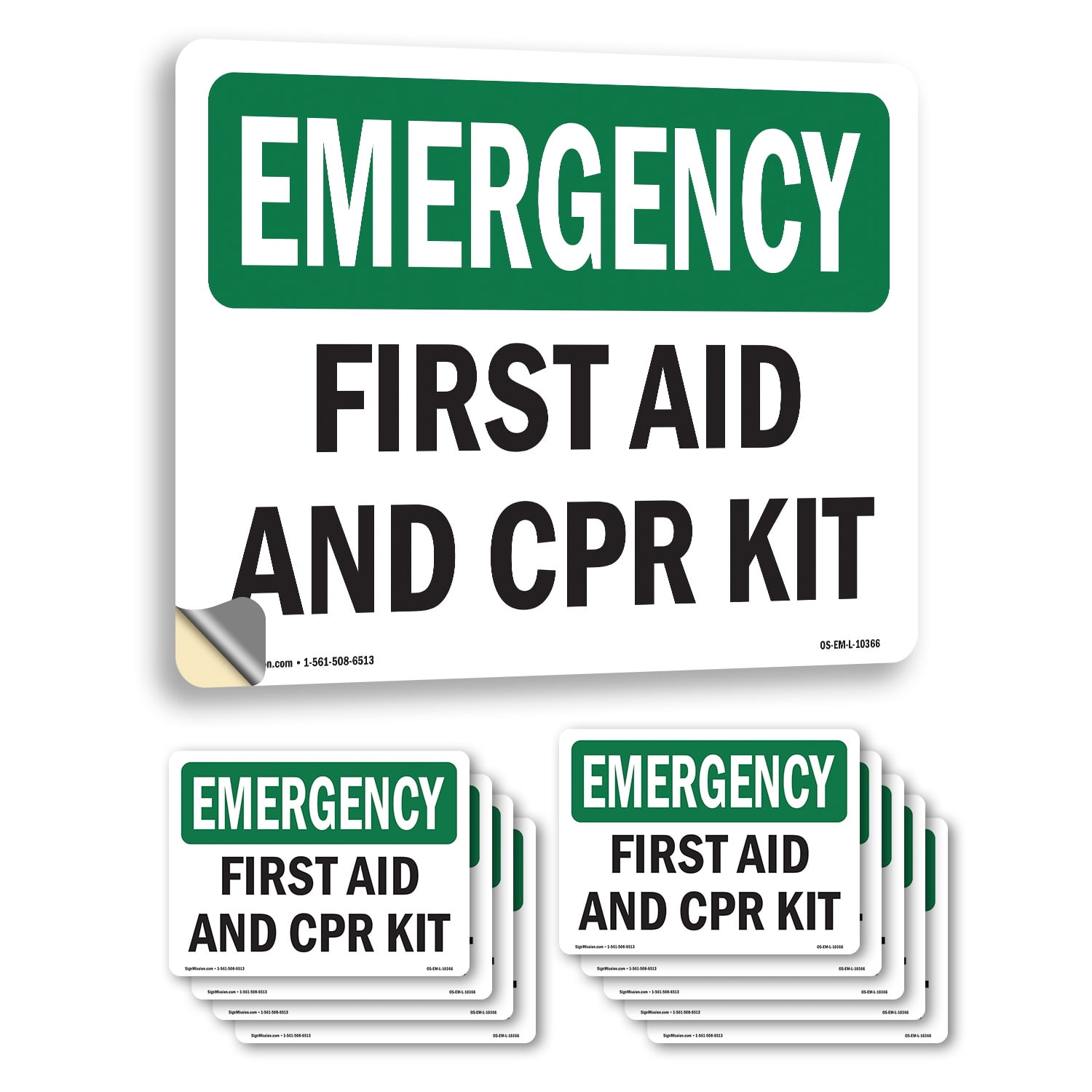 First Aid And CPR Kit OSHA Emergency Vinyl Decal Label 18 Inch x 12 ...
