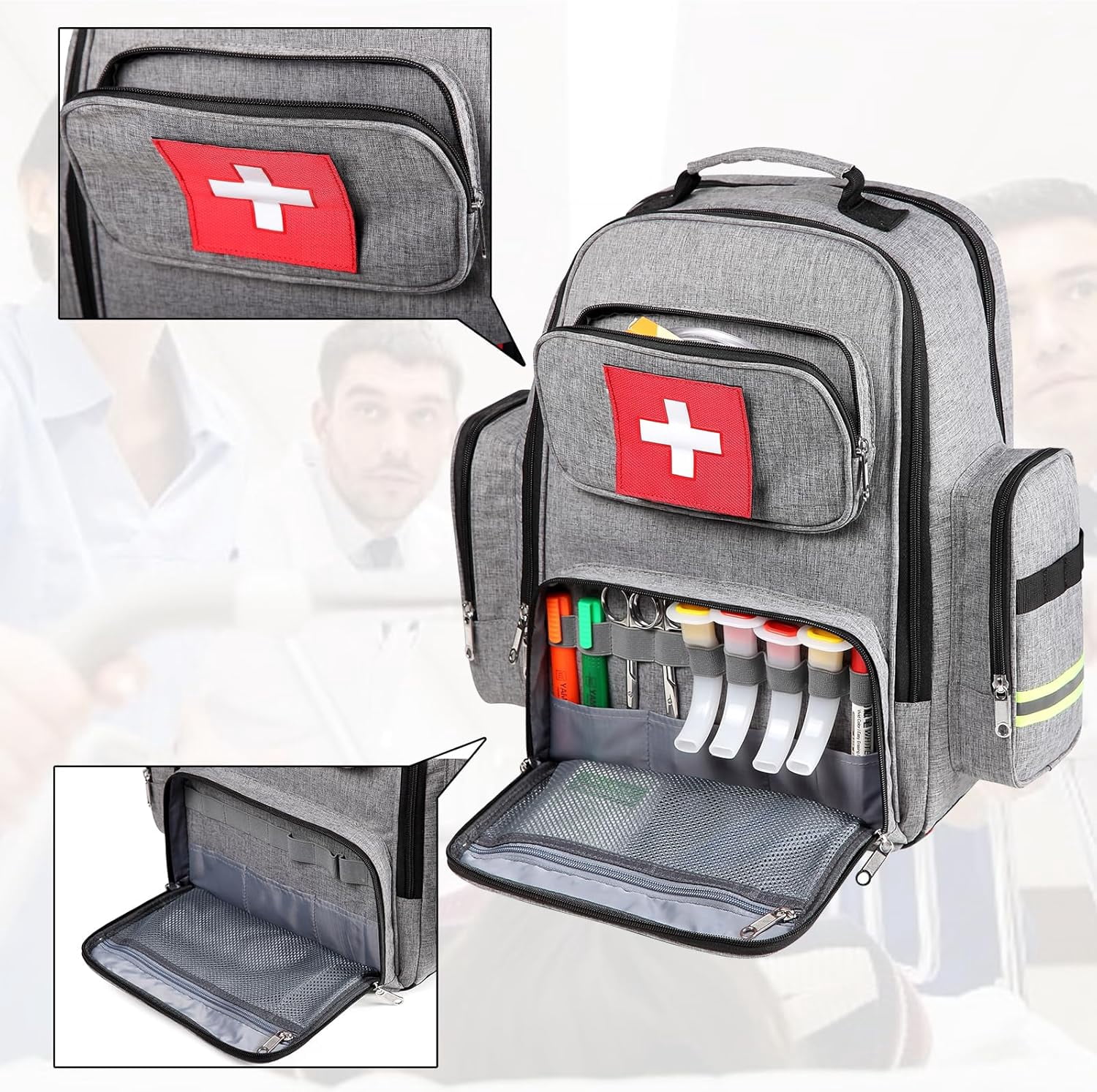 First Aid Backpack Medical Emt First Responder Bag Empty Ems Emergency ...