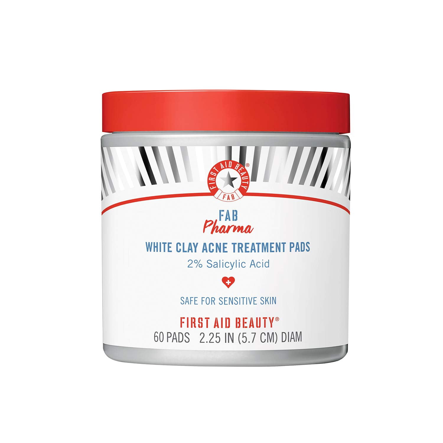 First Aid Beauty - FAB Pharma White Clay Acne Treatment Pads with 2% ...