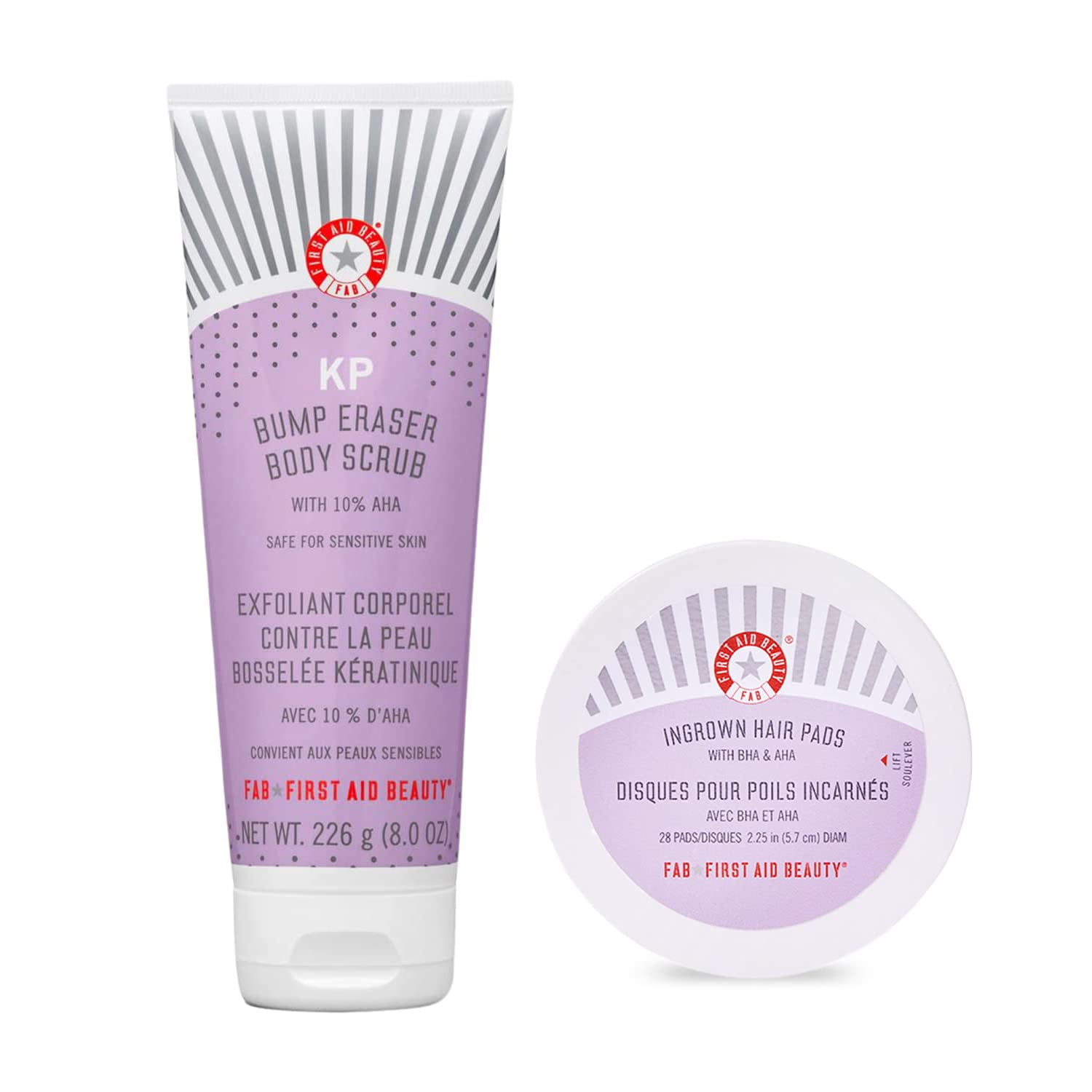 First Aid Beauty - TSF6 Exfoliating Bundle: KP Bump Eraser Ingrown Hair Pads with 10% BHA and ...