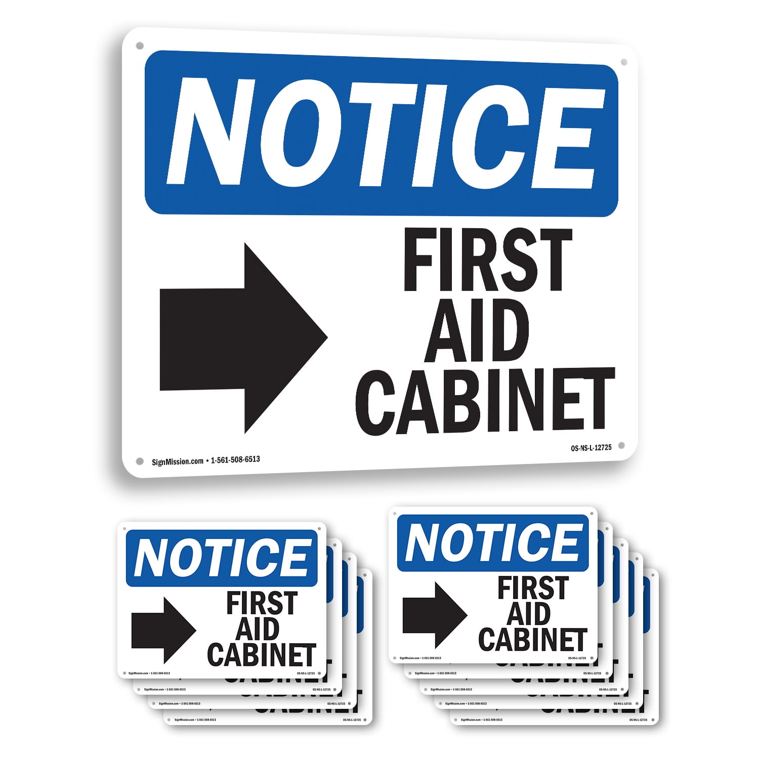 First Aid Cabinet [Right Arrow] OSHA Notice Aluminum Sign 24 Inch x 18 ...