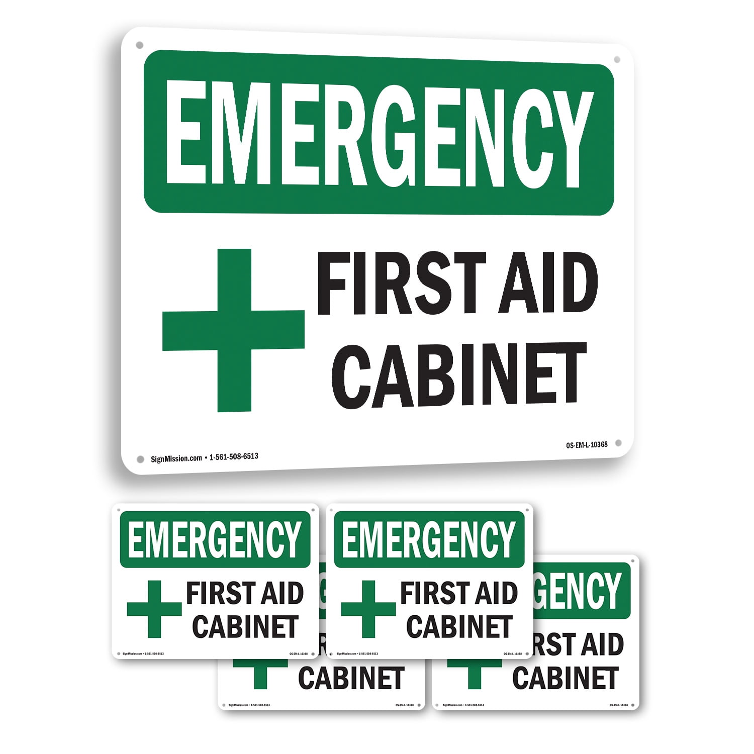 First Aid Cabinet With Symbol OSHA Emergency Aluminum Sign 10 Inch x 7 ...