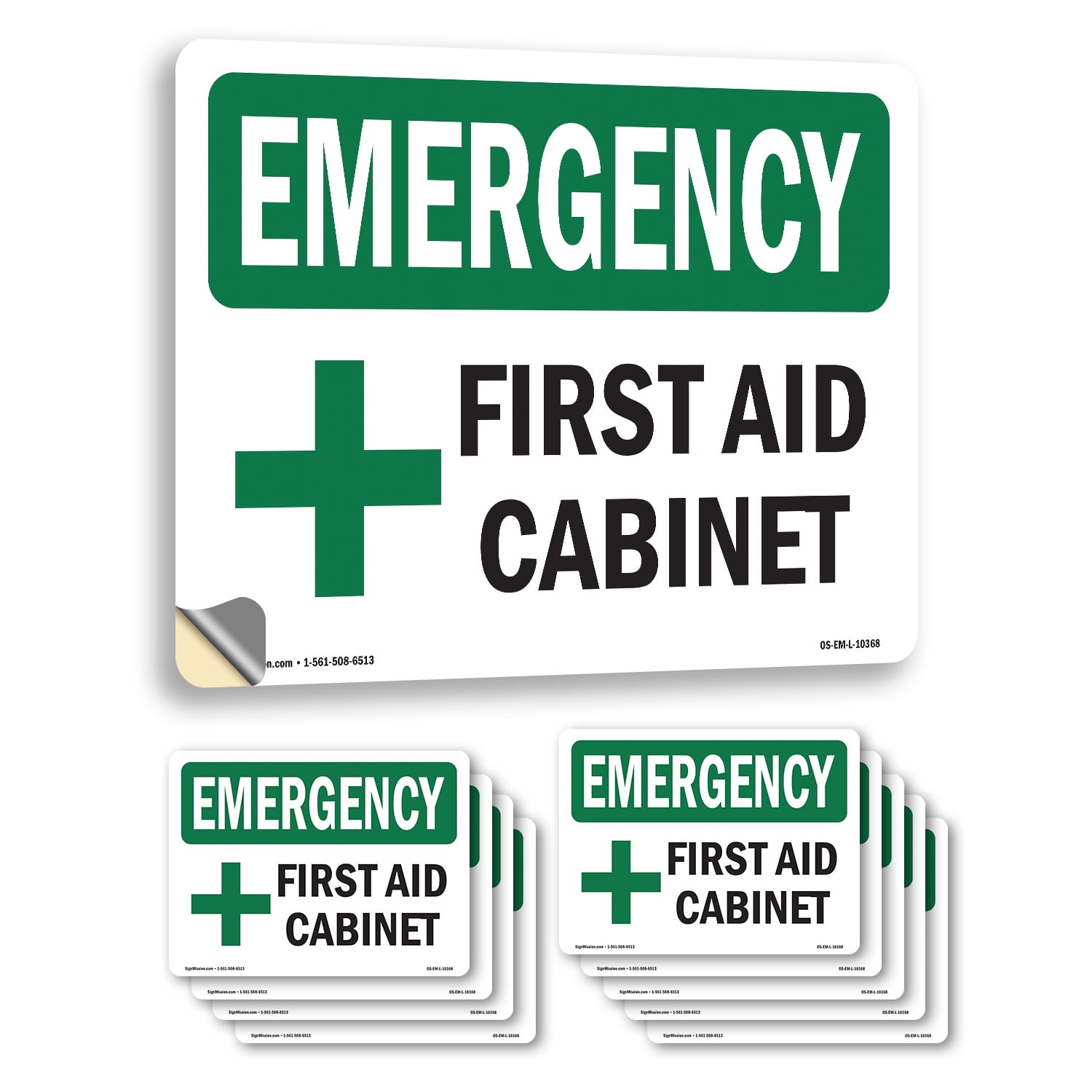 First Aid Cabinet With Symbol OSHA Emergency Vinyl Decal Label 18 Inch ...