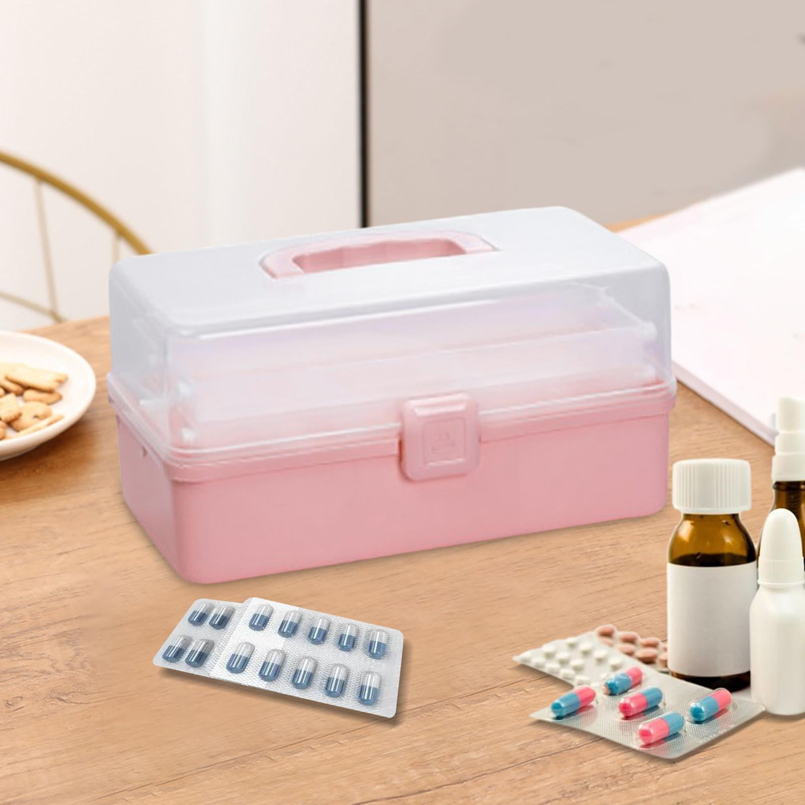 First Aid Carrying Case Storage Box with Latch Locks 3 Layer Organizer ...