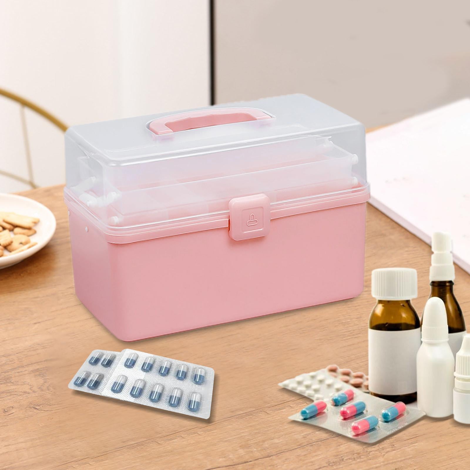 First Aid Carrying Case Storage Box with Latch Locks 3 Layer Organizer ...