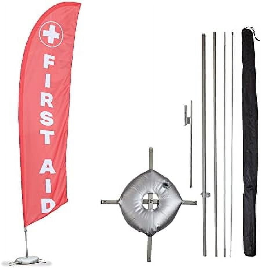 First Aid Feather Flag Kits - 13.5ft Flag Complete Pole Set, Ground ...